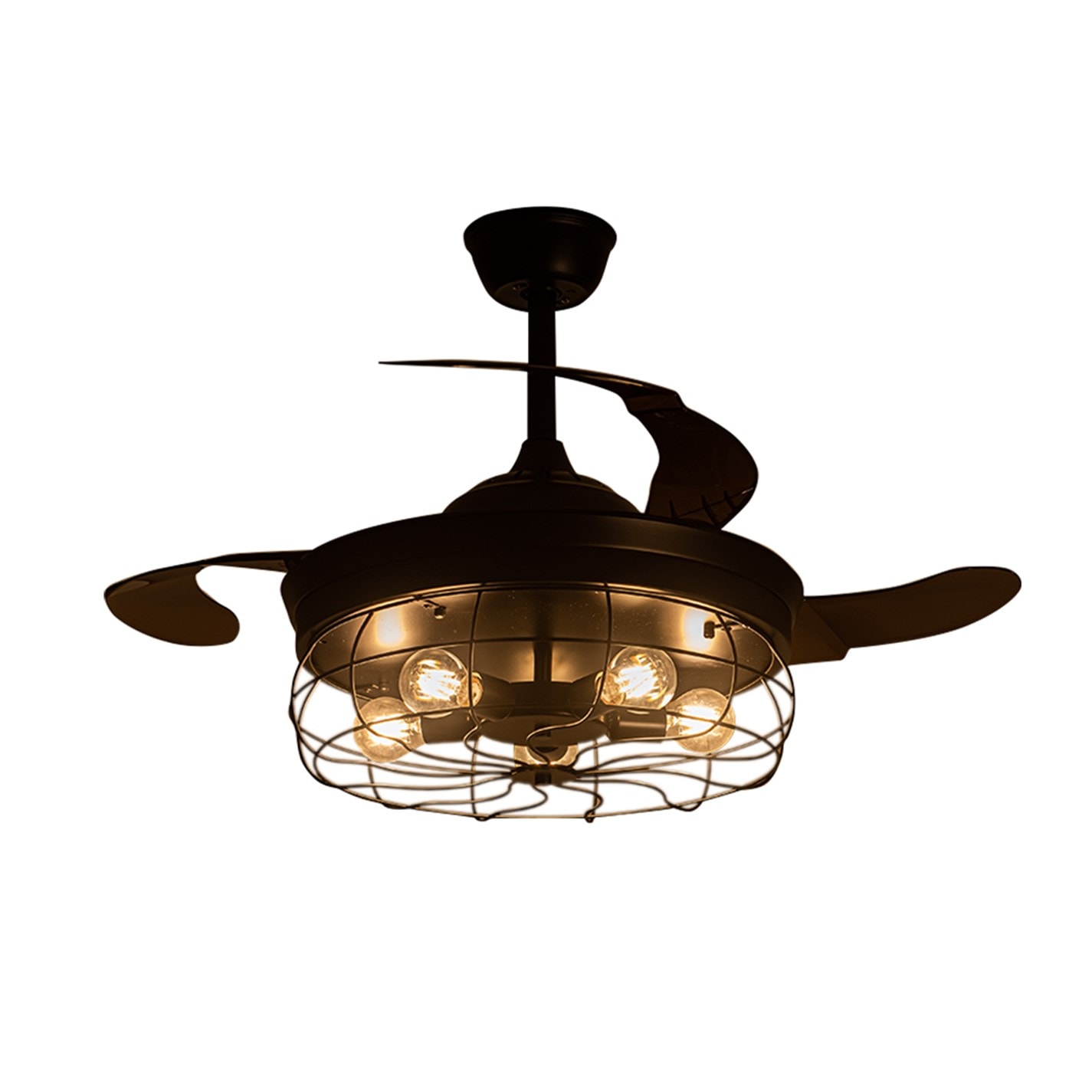 Kabinet UK | Caged Farmhouse Style Ceiling Fan with Lights | Black ...