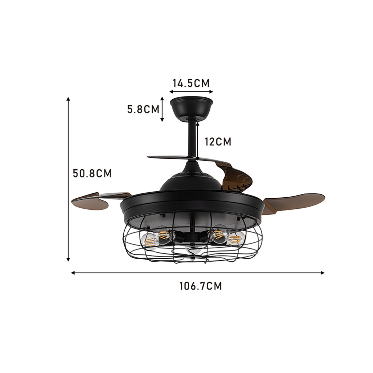 Kabinet UK | Caged Farmhouse Style Ceiling Fan with Lights | Black ...