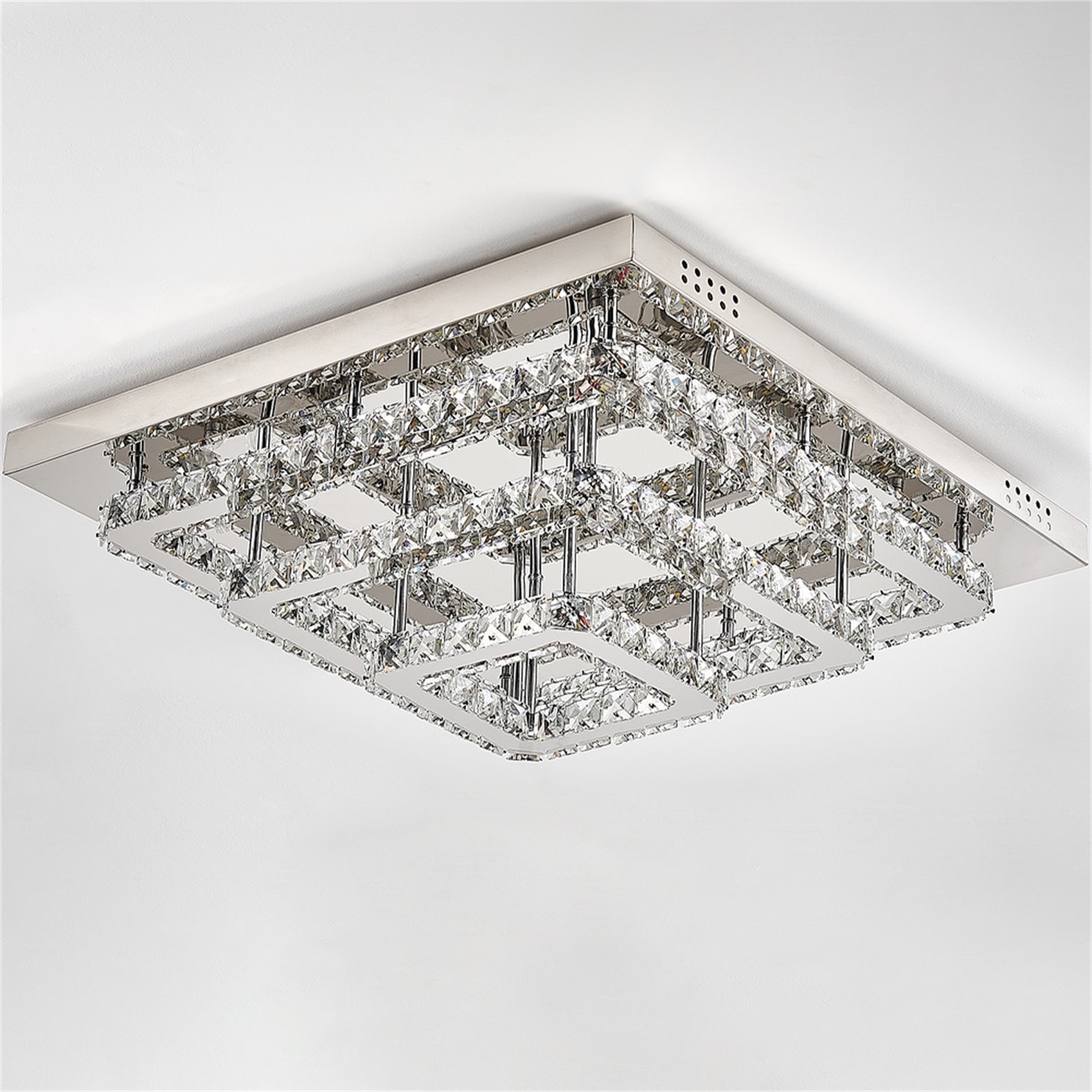 Kabinet UK | Large Square Crystal LED Ceiling Light | Silver ...