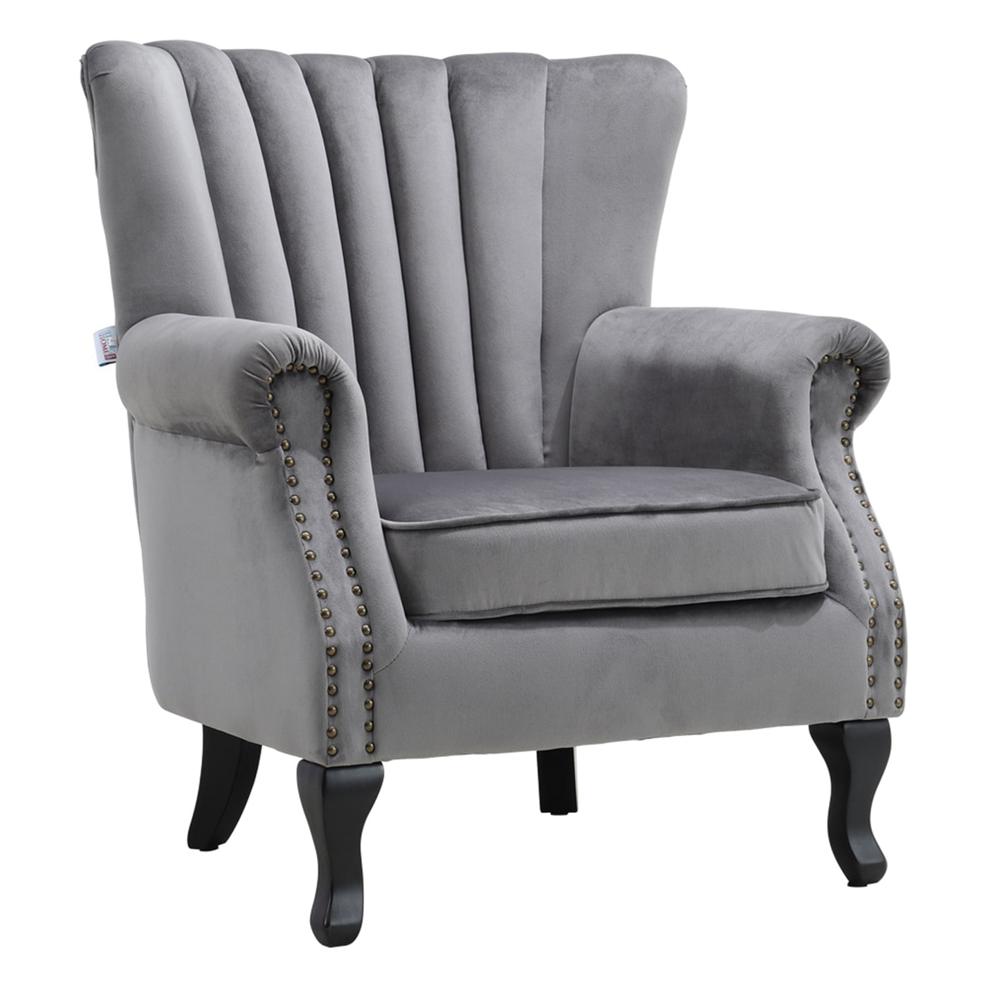 Kabinet UK | Vintage Velvet Wing Back Armchair with Studs | Grey ...