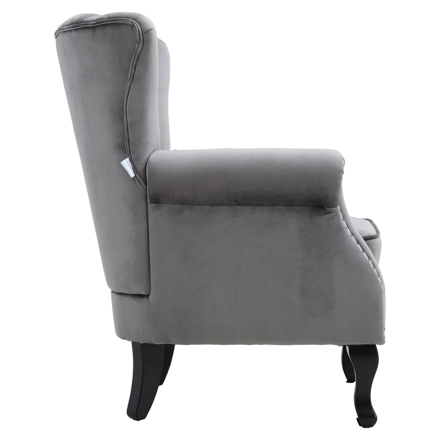 Kabinet UK | Vintage Velvet Wing Back Armchair with Studs | Grey ...