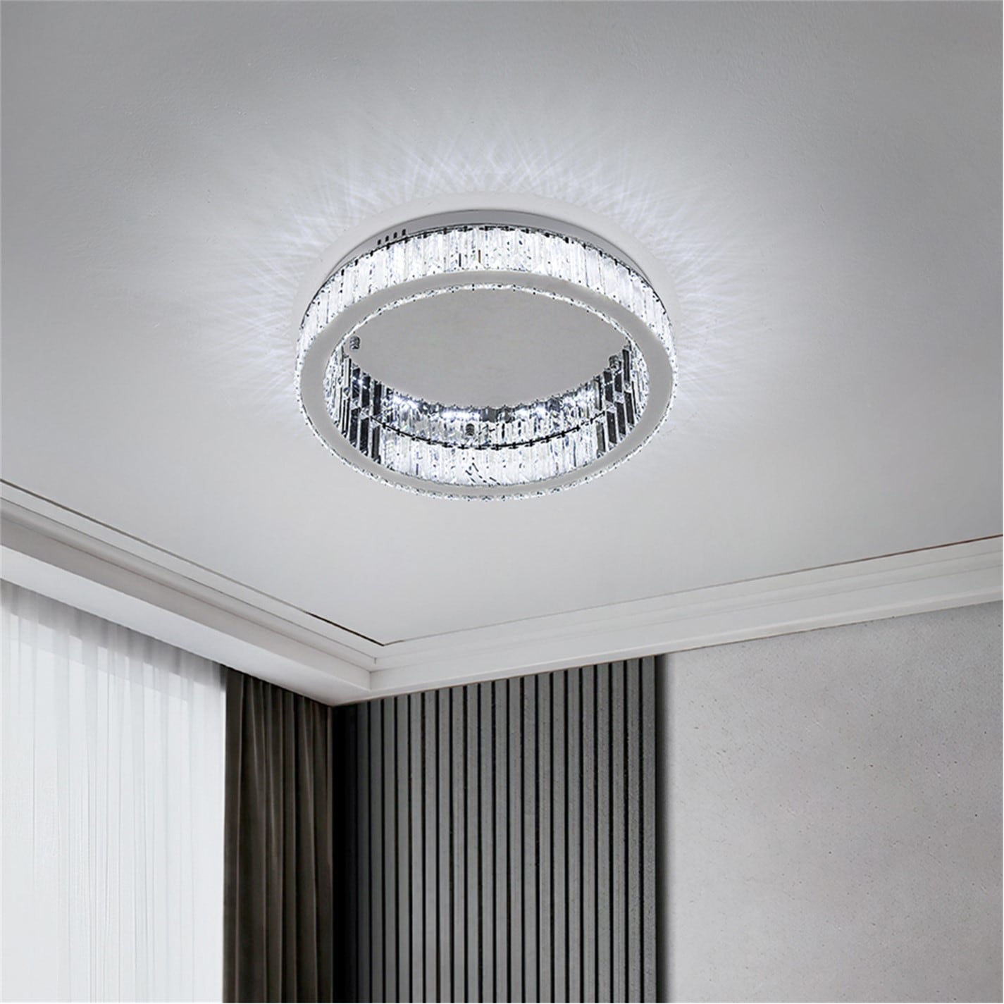 Kabinet UK | Modern Round Crystal Ceiling Light | White | SportsDirect.com