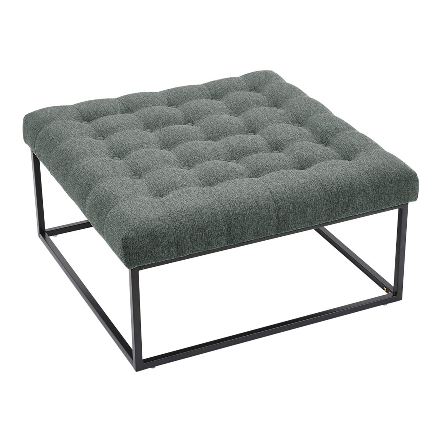 Kabinet UK | Square Linen Footstool with Metal Frame | Grey ...