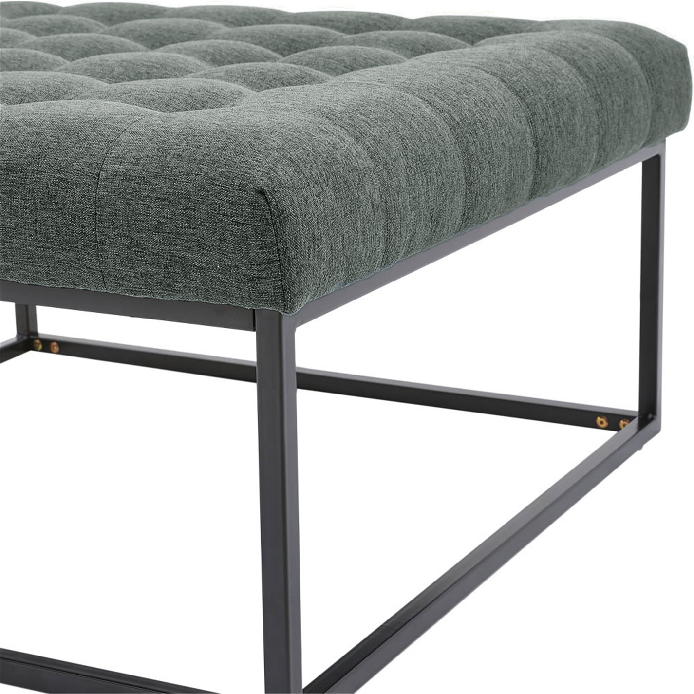 Kabinet UK | Square Linen Footstool with Metal Frame | Grey ...