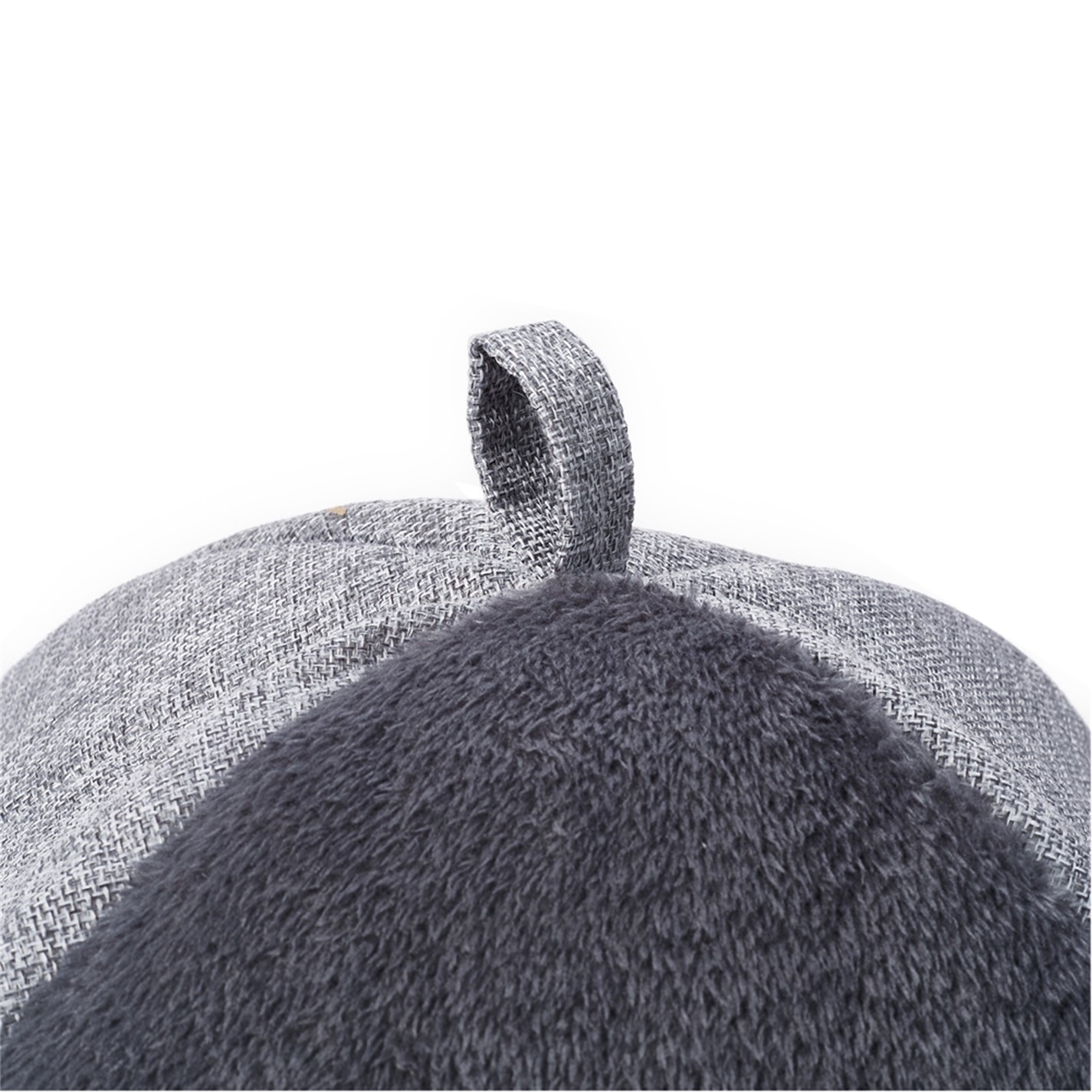 KIDKID | 41cm Triangular Dog Cat House with Soft Plush | Grey ...