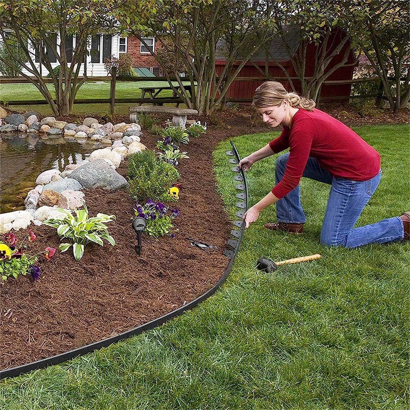 Breeins | No-Dig L-Shape Garden Edging 10cm Tall 30 Pegs | Black ...
