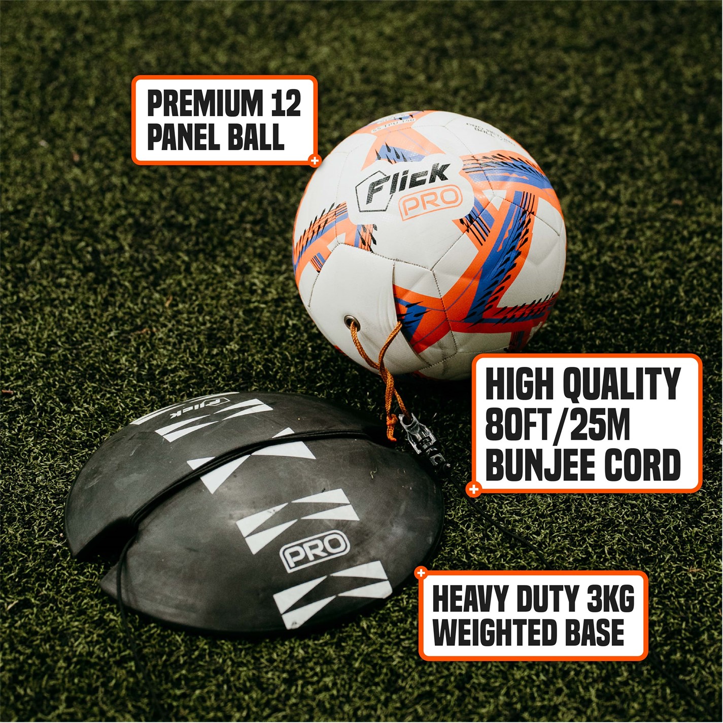 Football Flick | PRO Return Ball | Black & Orange | SportsDirect.com