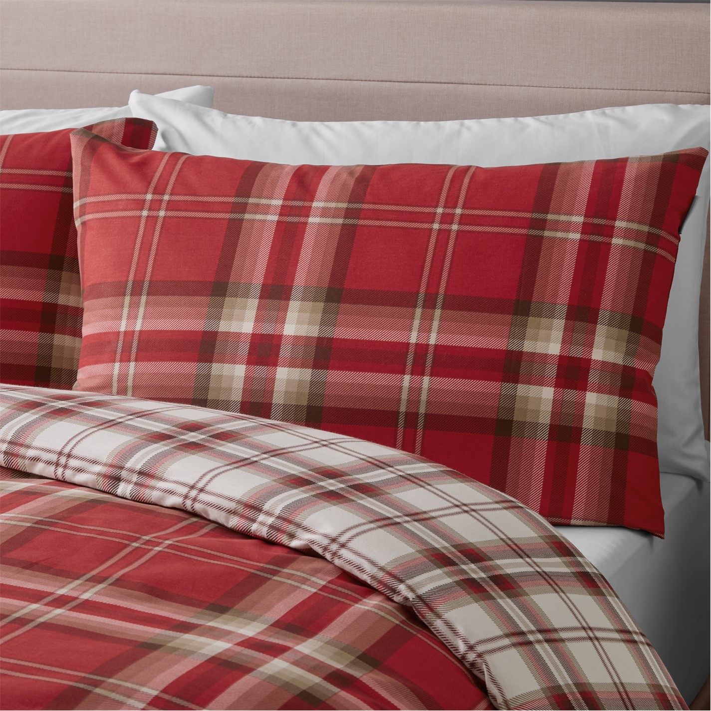 Catherine Lansfield | Kelso Check Reversible Duvet Cover Set | Duvet ...