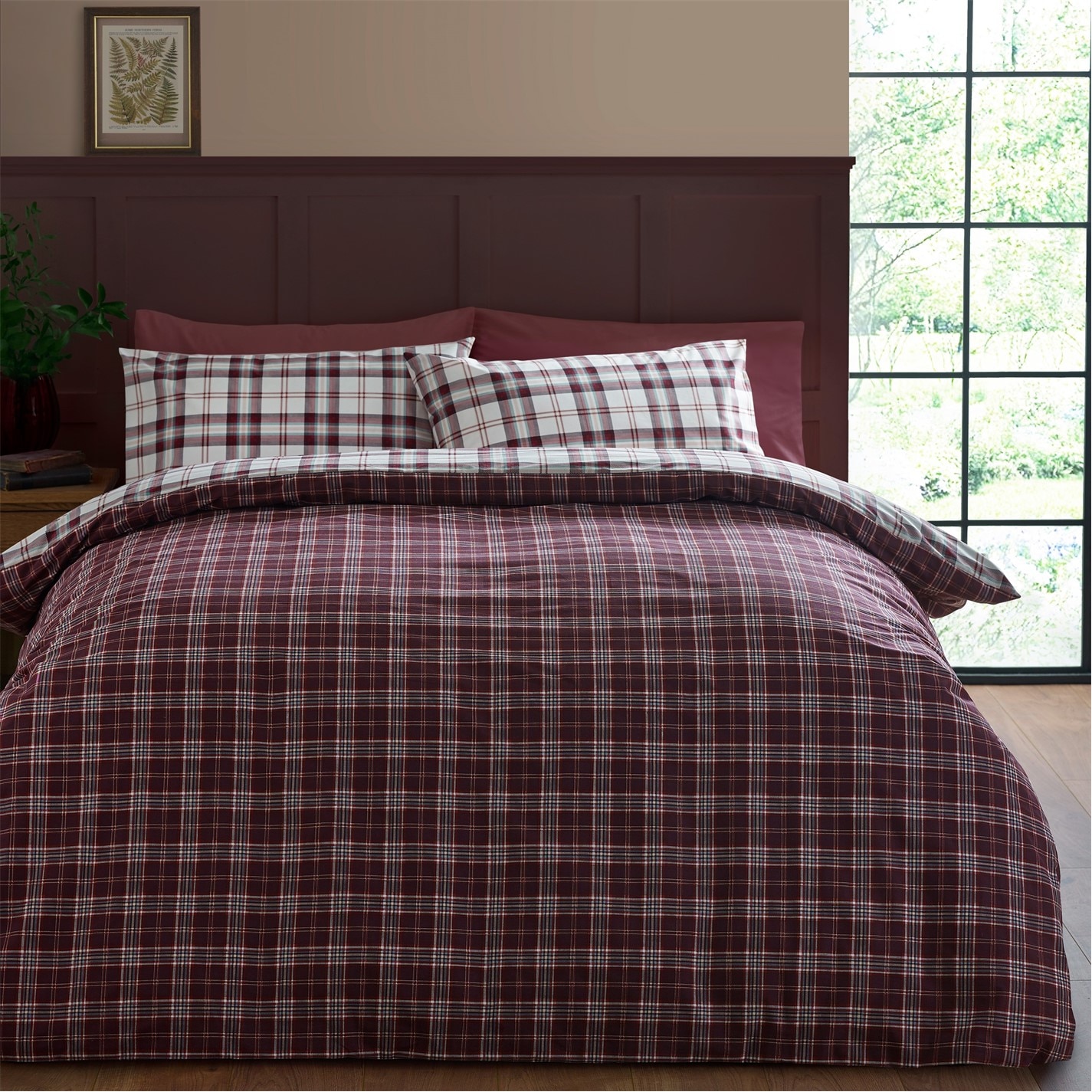 Catherine Lansfield | Kelso Check Reversible Duvet Cover Set | Duvet ...