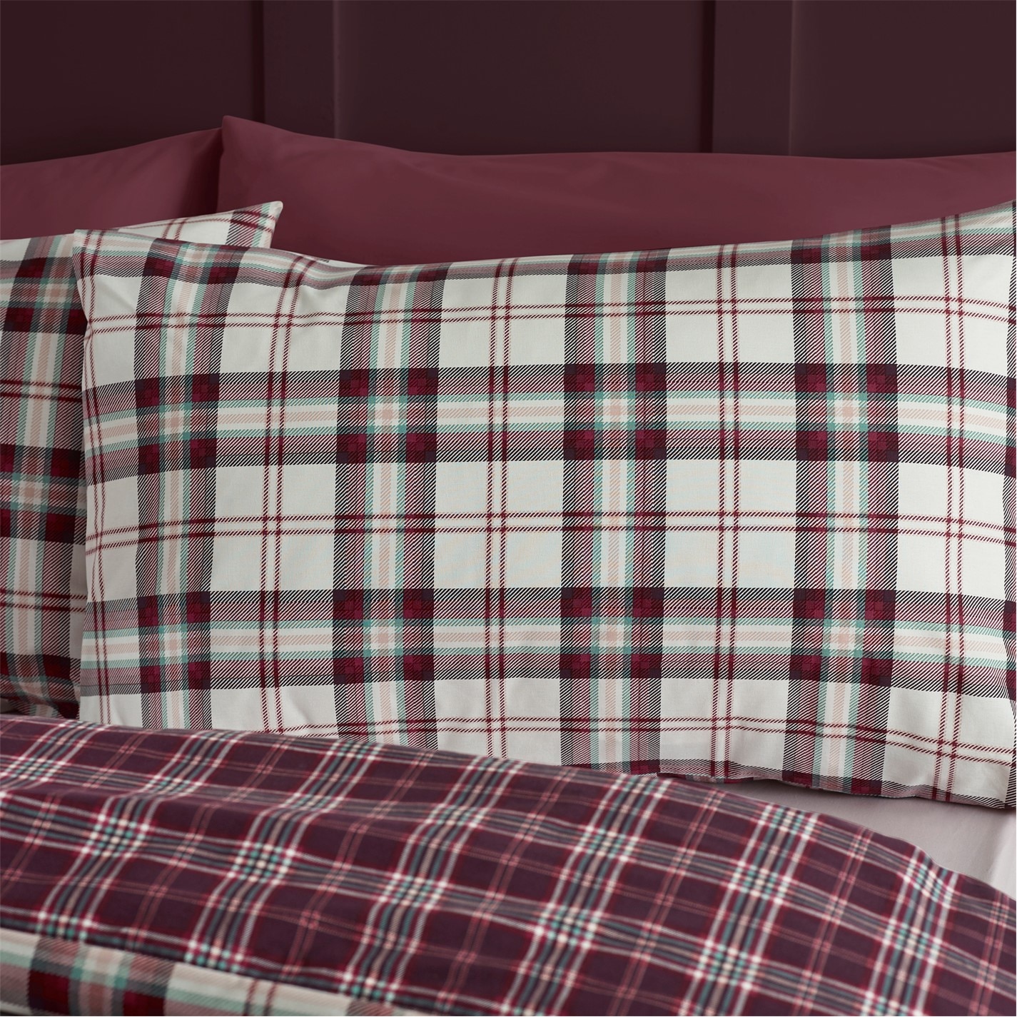 Catherine Lansfield | Kelso Check Reversible Duvet Cover Set | Duvet ...