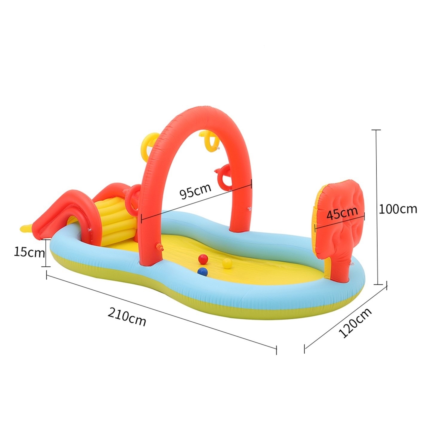 KIDKID | Inflatable Ring Ball Toss Play Center Wading Pool | Red And ...