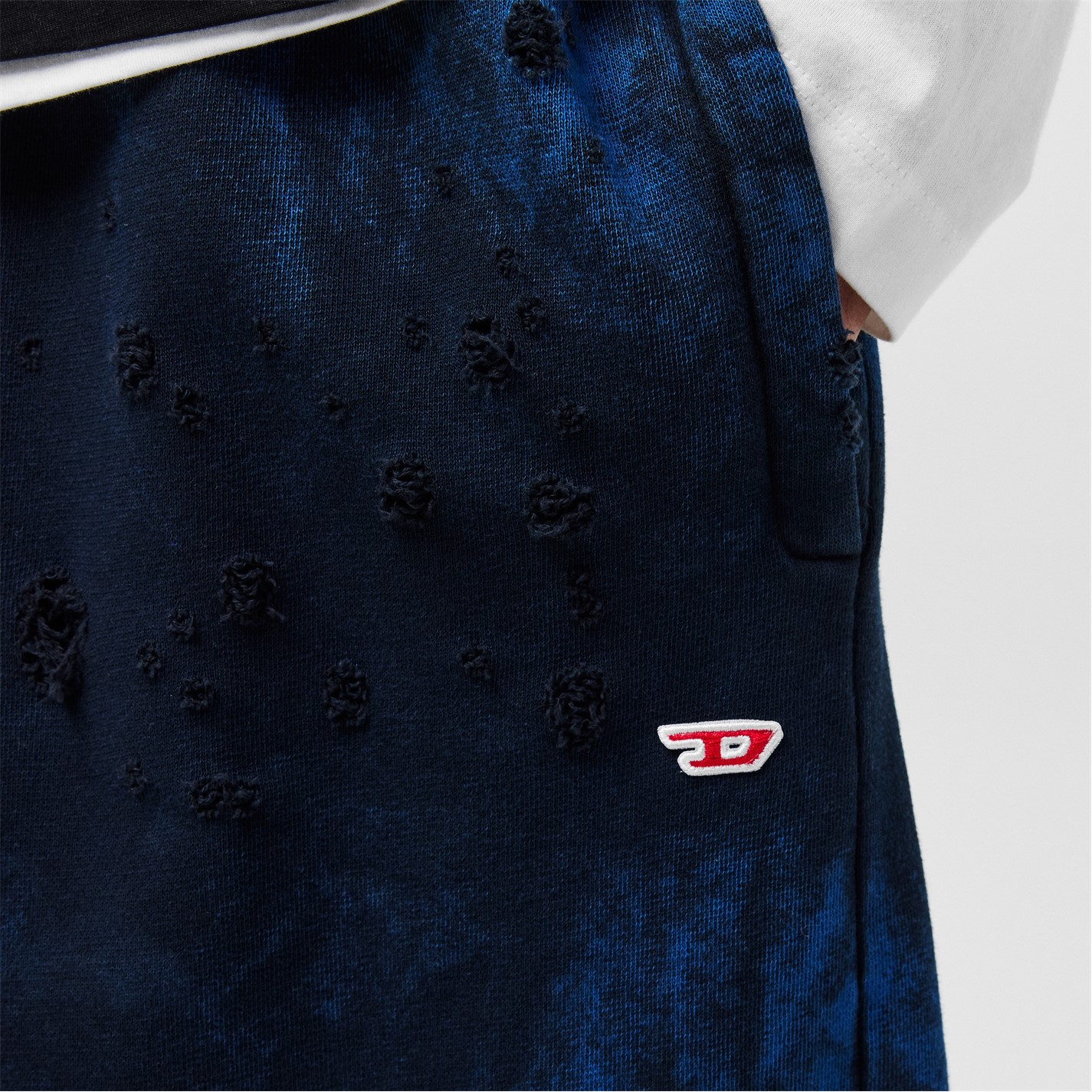 Diesel | Extreme Distressed Acid Wash Shorts | Fleece Shorts ...