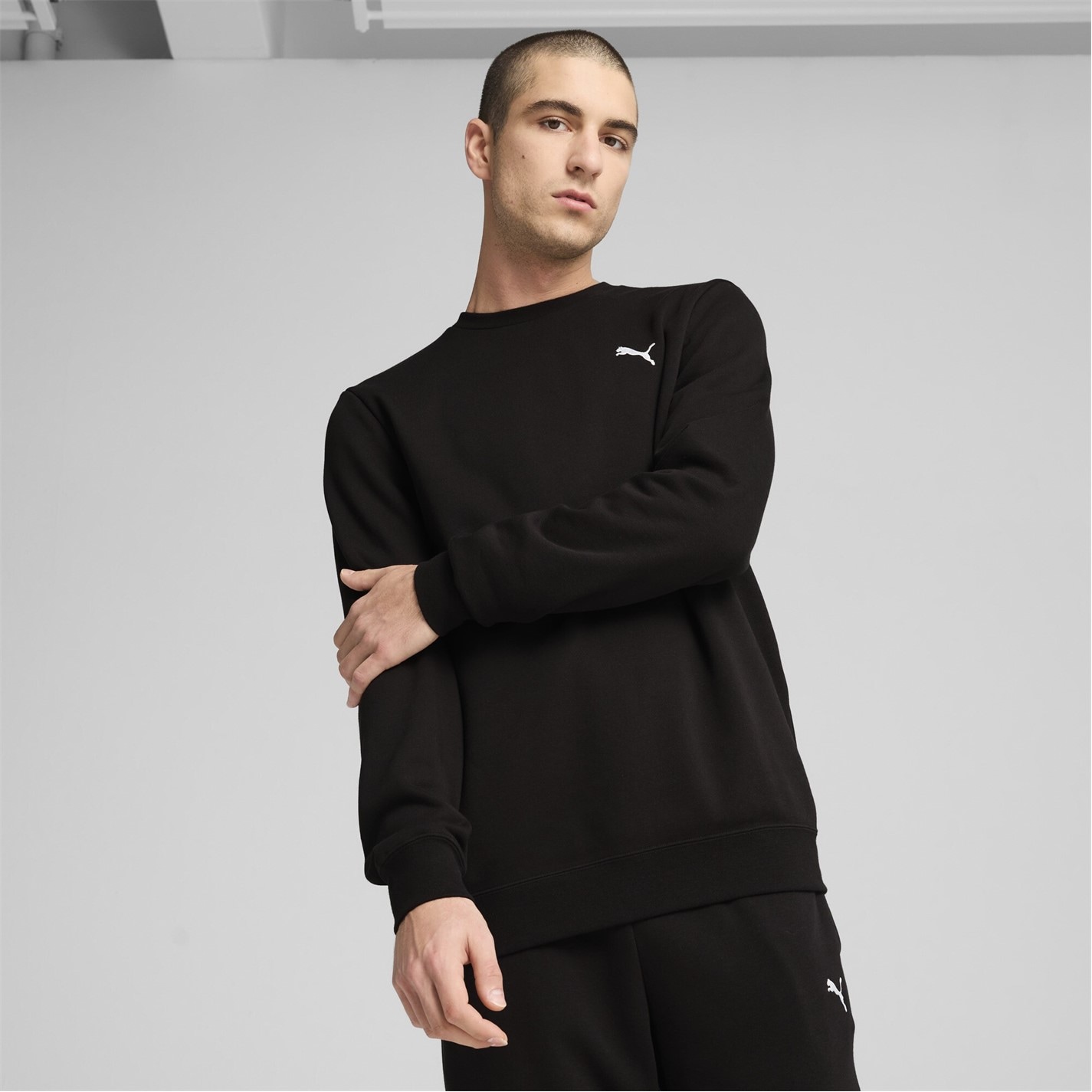 Puma | Men's Crew Fleece Sweatshirt | Puma Black | SportsDirect.com