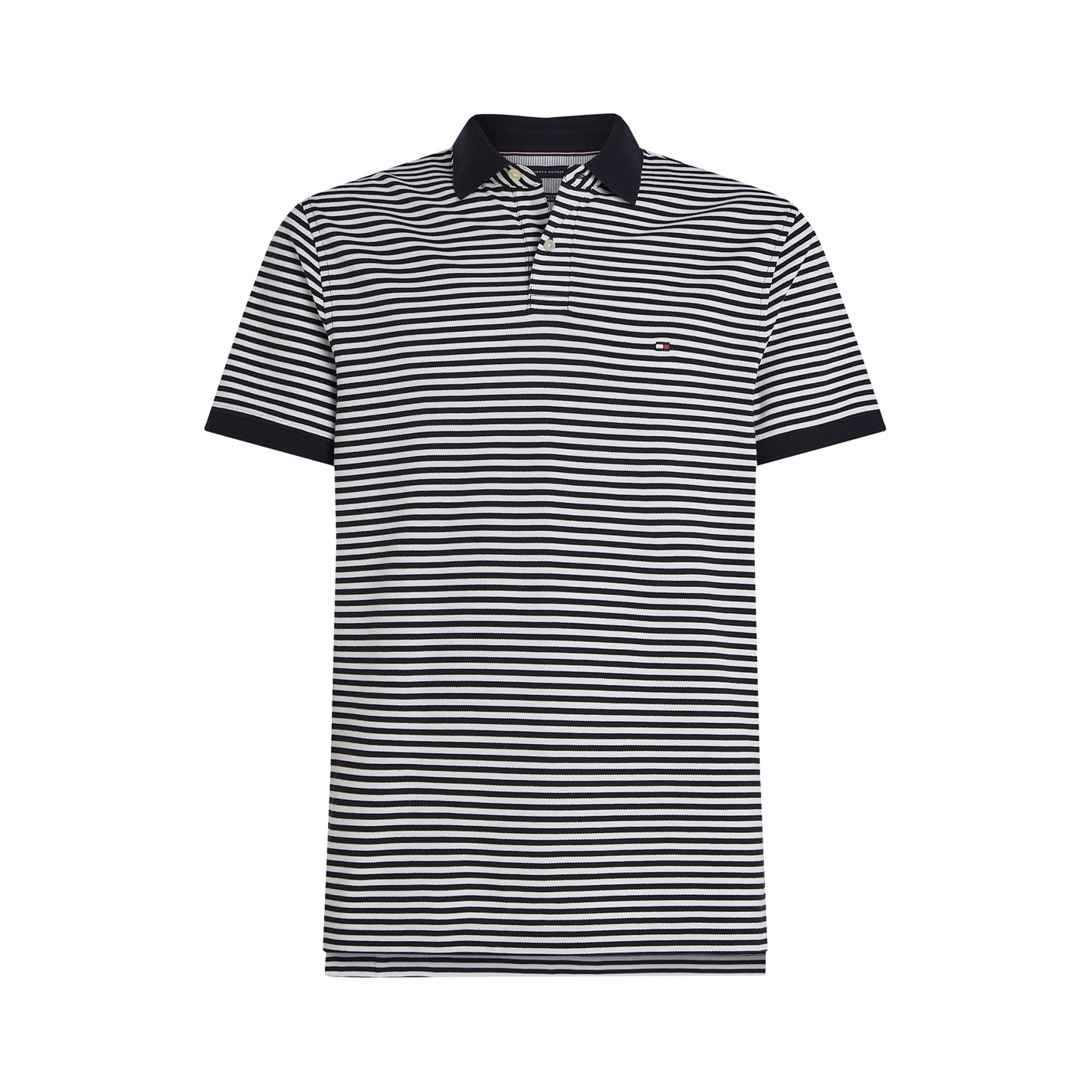 Tommy Hilfiger | Men's Stripe Piqué Short Sleeve Polo Shirt | Desert ...