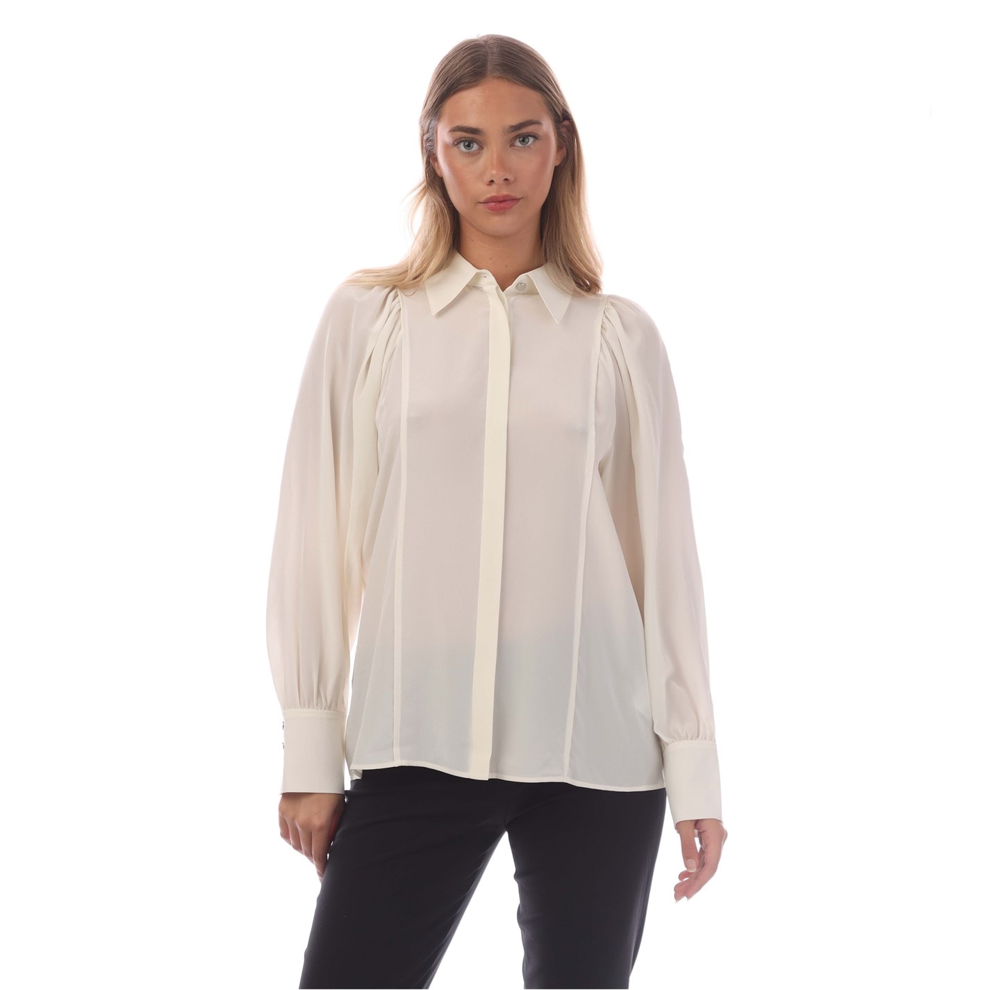 BOSS | Women's Blizzie Long Sleeve Tailored Fit Blouse | Open White ...