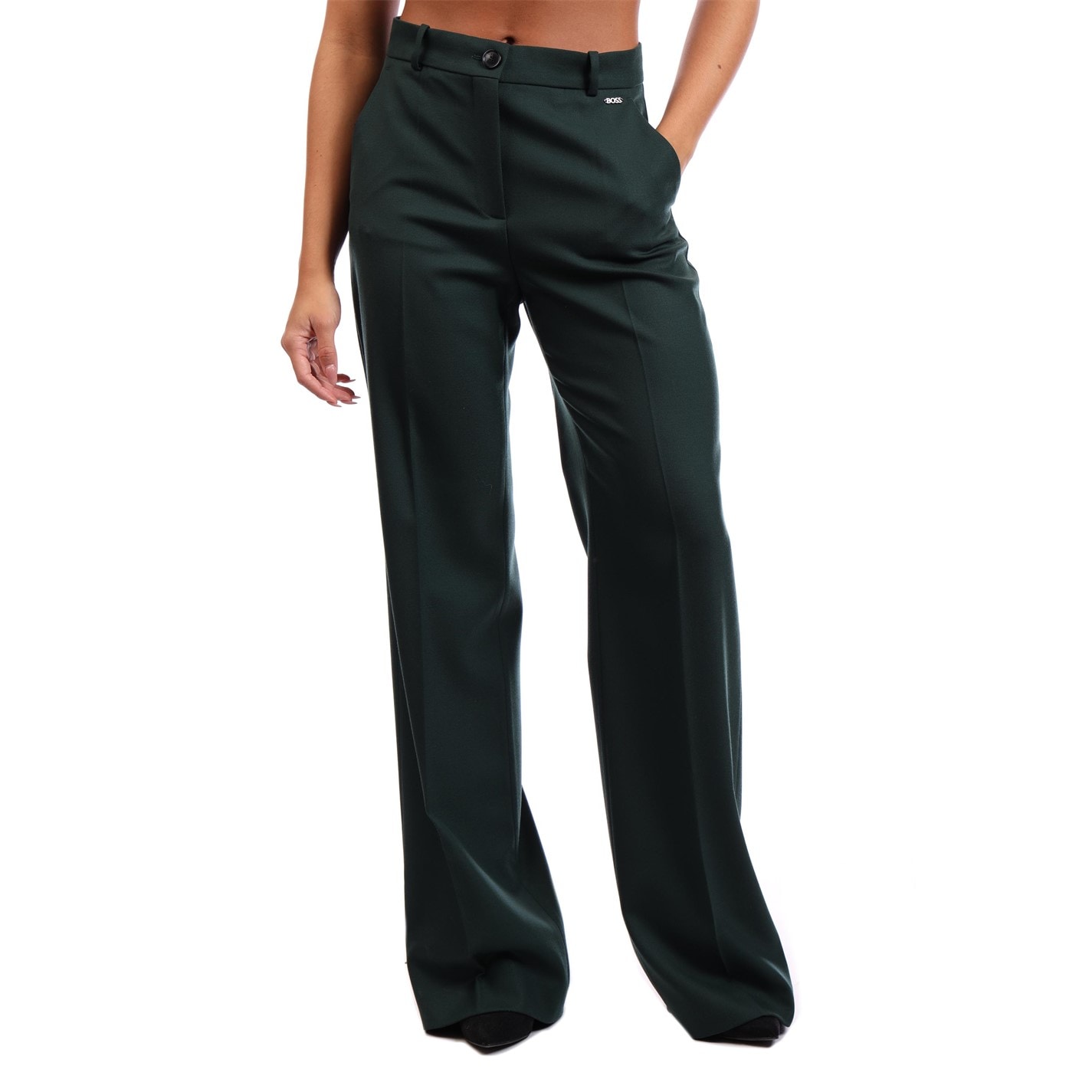 Boss | Women's Tireka Straight Leg Trousers | Open Green | SportsDirect.com