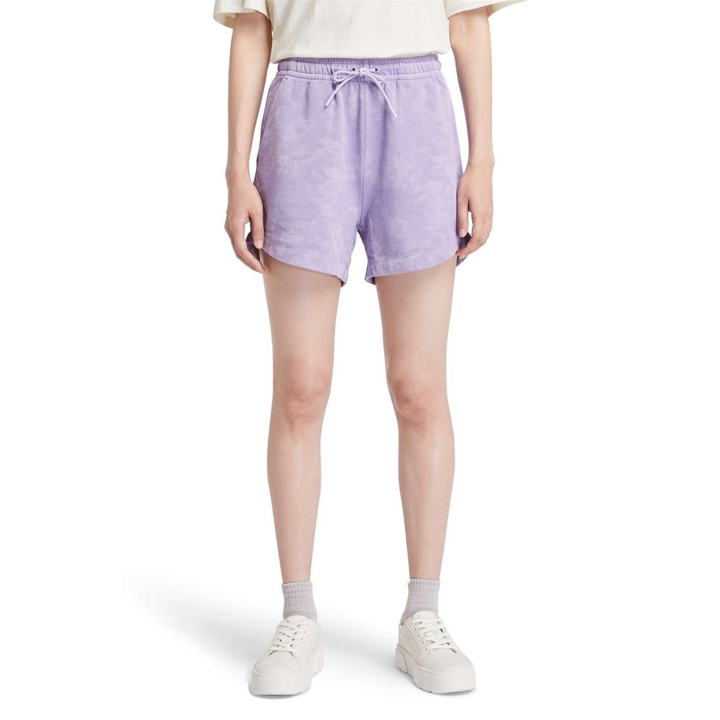 Timberland | Women's Relaxed Fit Fleece Jogger Shorts | Pastel Lilac ...