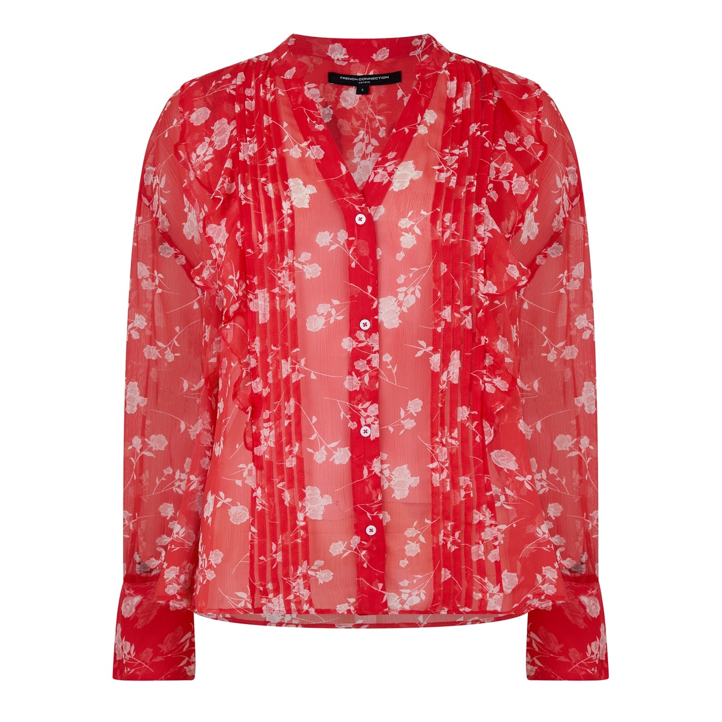 French Connection | Women's Alesandra Long Sleeve Blouse | Cayenne Red ...