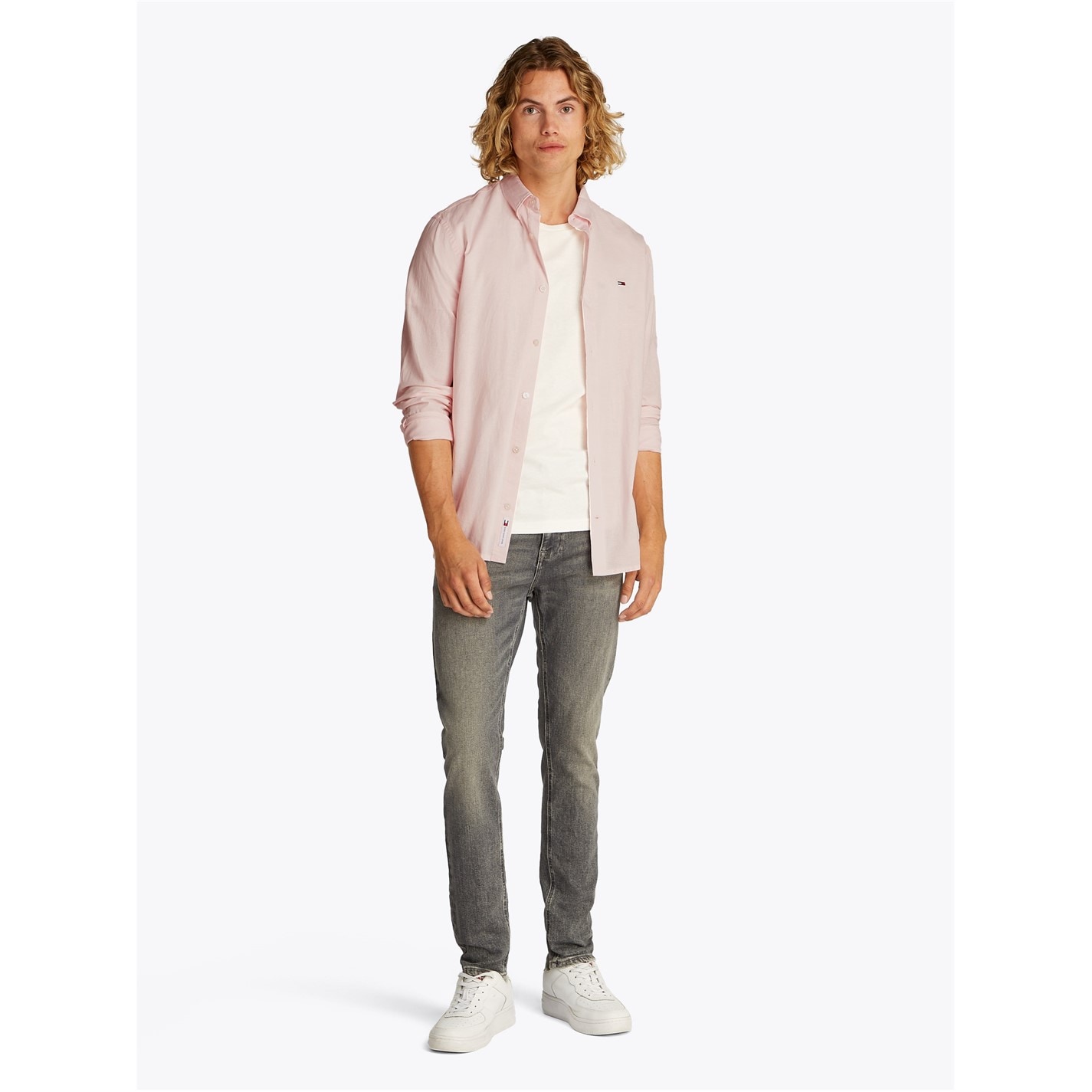 Tommy Jeans | Men's Regular Linen Long-Sleeve Plain Shirt | Plain Shirt ...