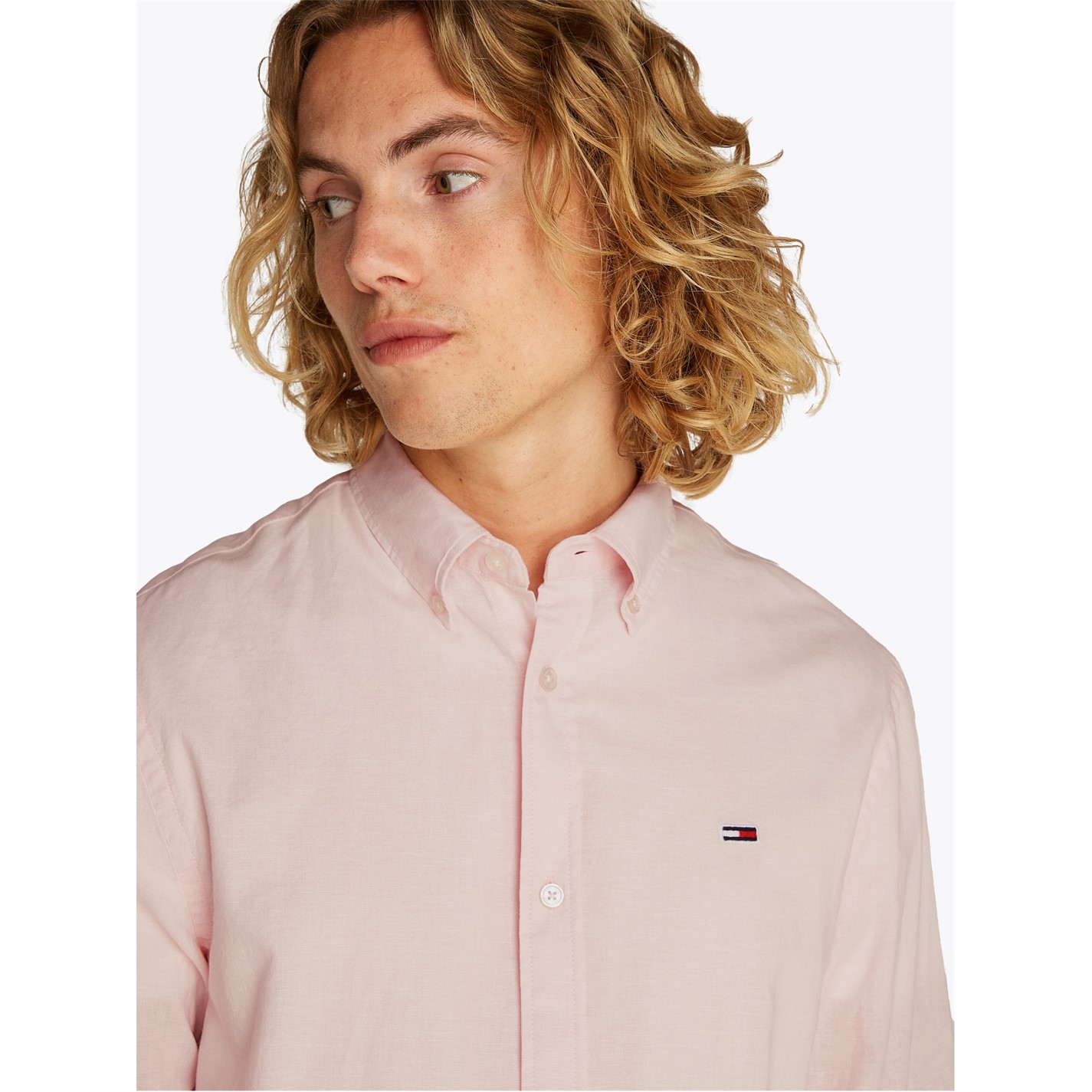 Tommy Jeans | Men's Regular Linen Long-Sleeve Plain Shirt | Plain Shirt ...