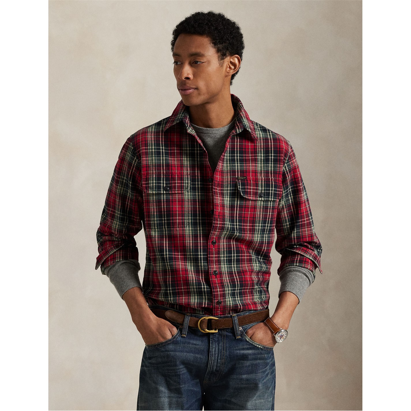Polo Ralph Lauren | Men's Long Sleeve Flannel Shirt | Red/Black Multi ...