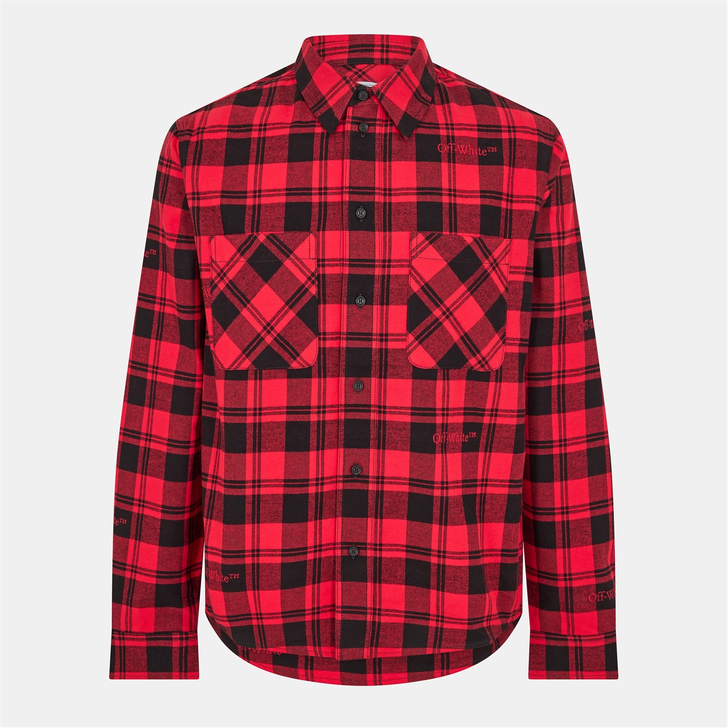 OFF WHITE | Men's Check Plaid Cotton Long Sleeve Shirt | Patterned ...