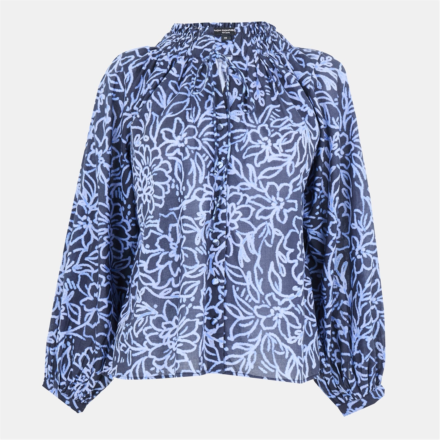French Connection | Women's Anna Long Sleeve Blouse | Navy Multi ...