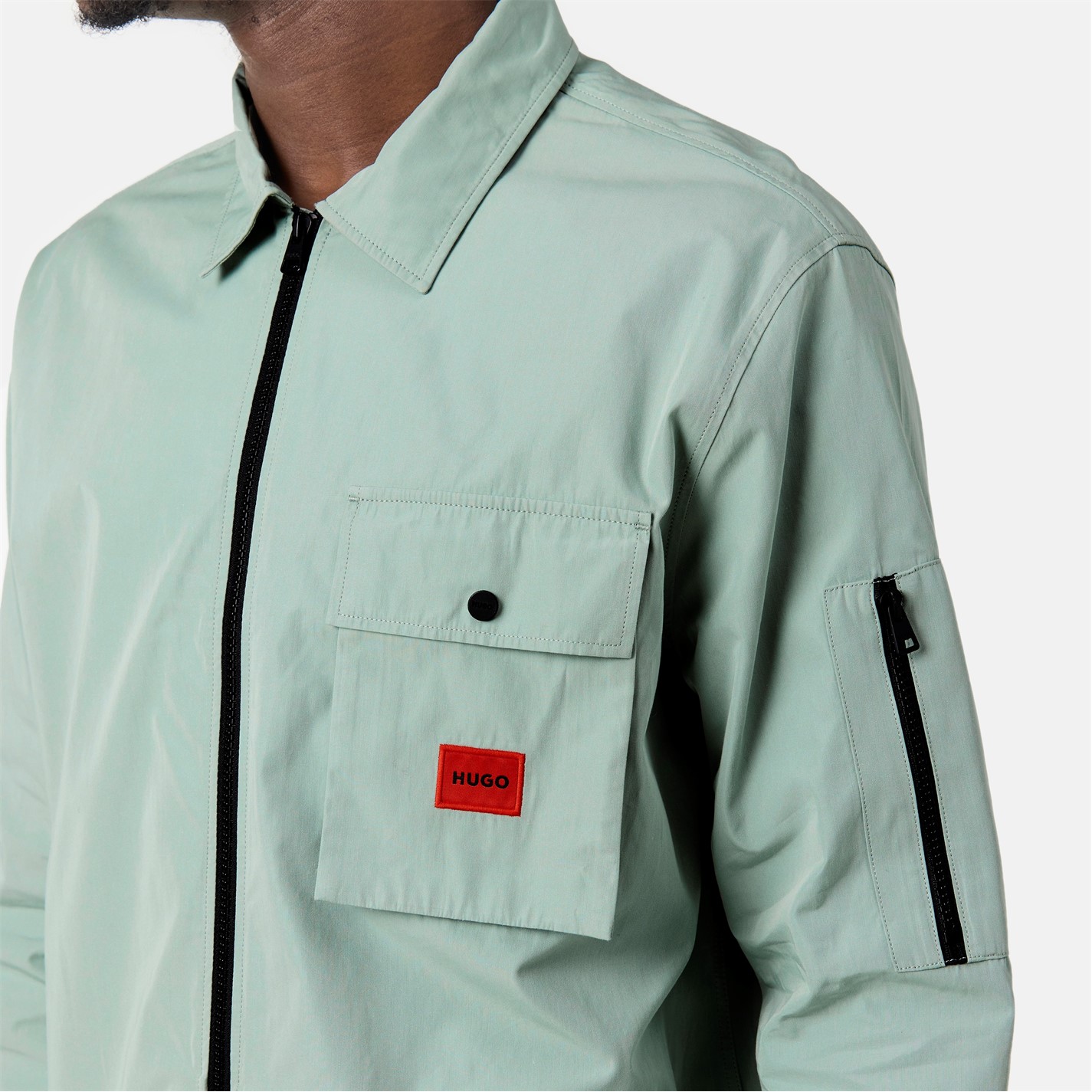 Hugo | Mens HUGO Emmond Cotton Long Sleeve Zip Overshirt - Contemporary ...