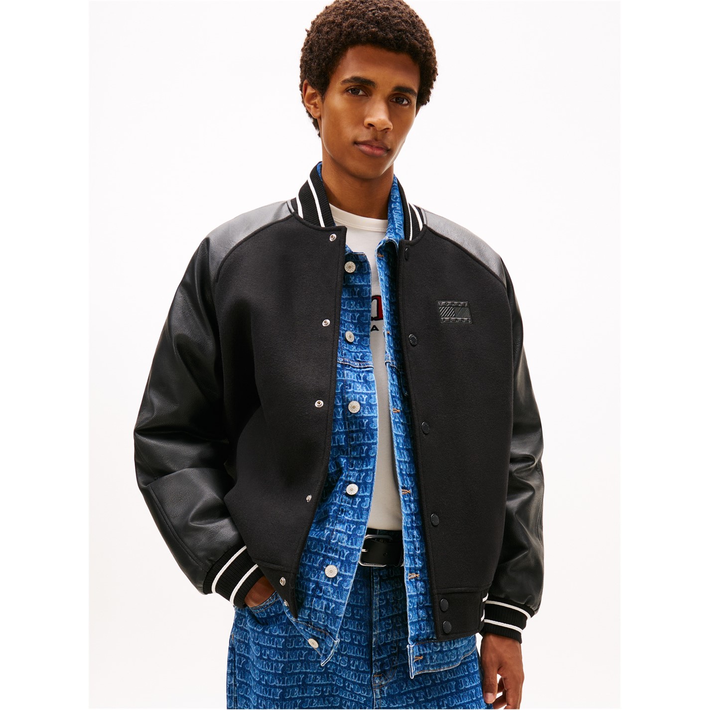 Tommy Jeans | Men's Flag Varsity Jacket | Black | SportsDirect.com