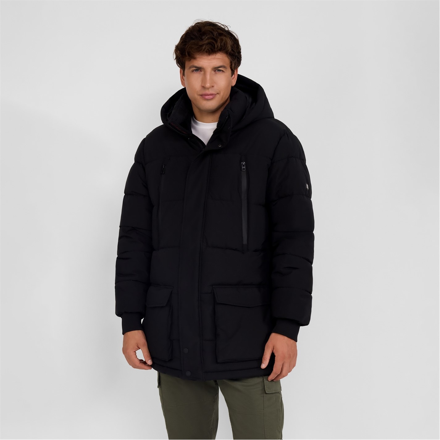 Minoti | Men long parka with fleece lining black | Black | SportsDirect.com