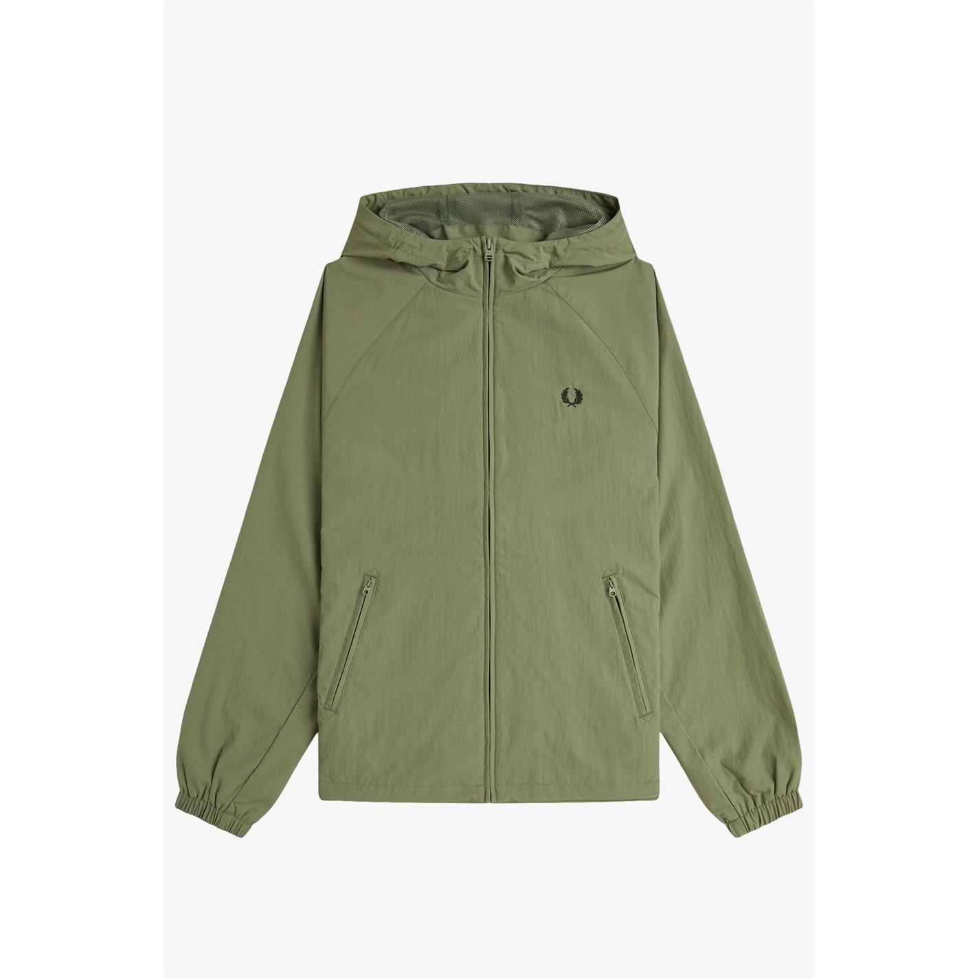 Fred Perry | Men's Taslan Hooded Shell Rain Anorak | Olive Mint X88 ...