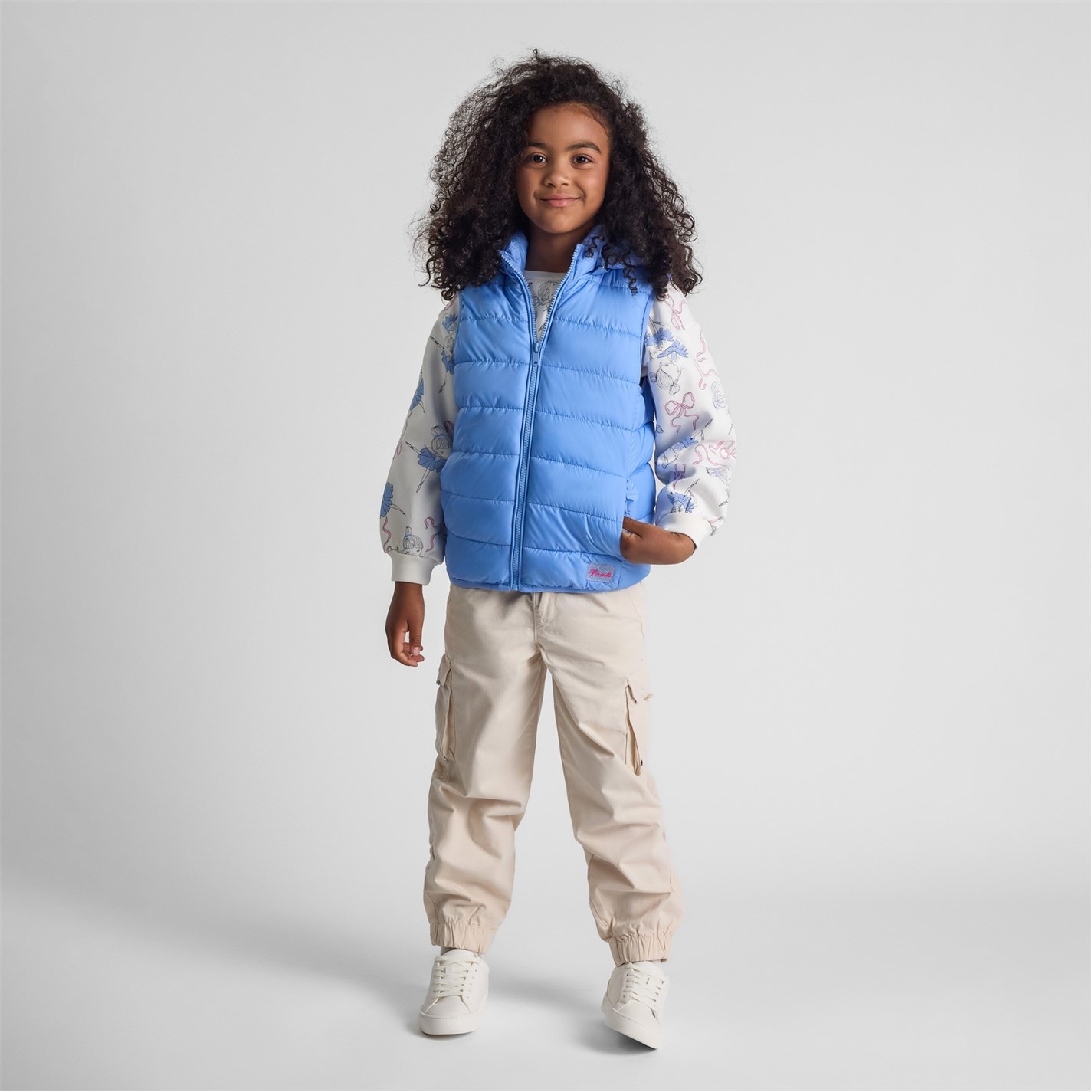 Minoti | Girls quilted gilet with full zip and detachable hood light ...