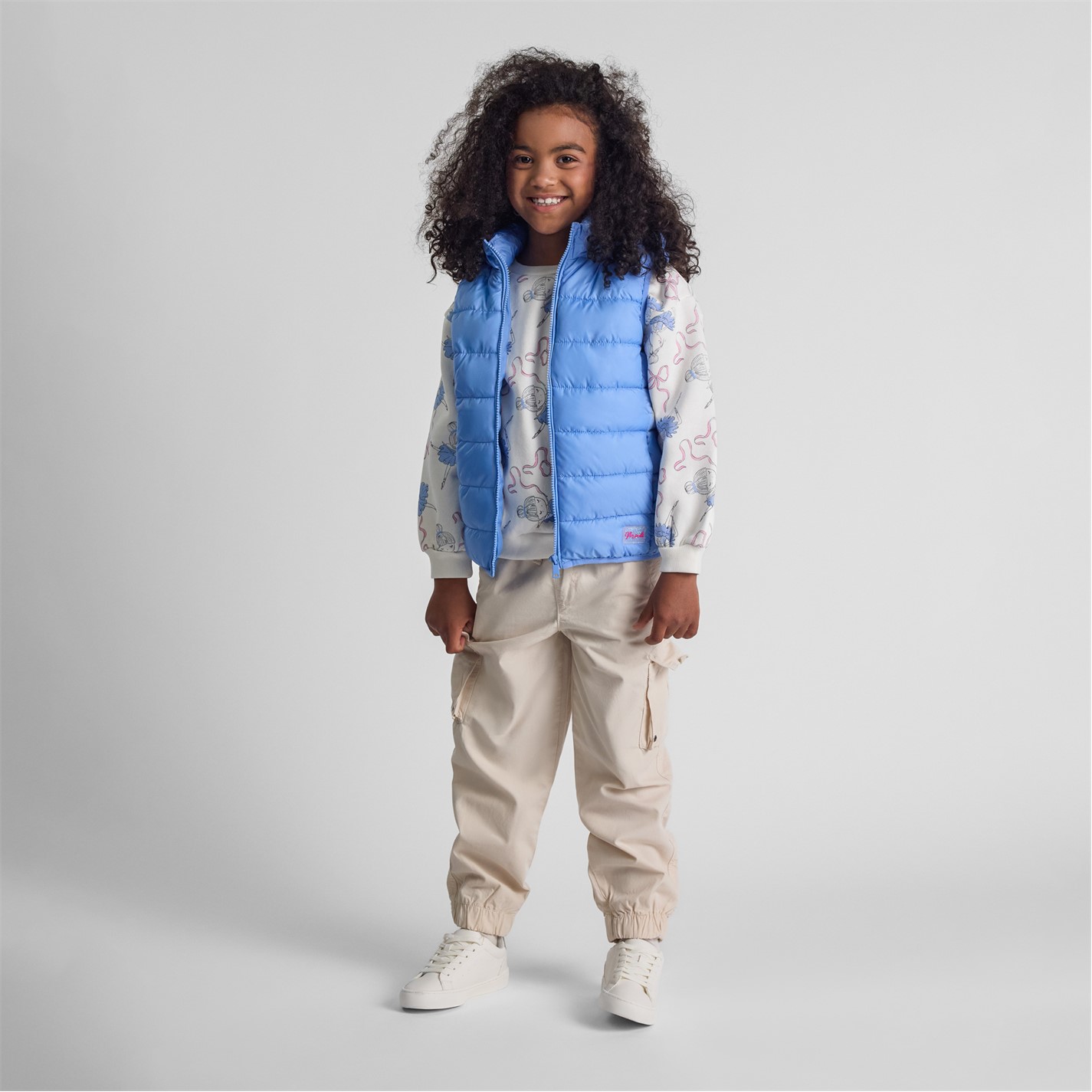 Minoti | Girls quilted gilet with full zip and detachable hood light ...