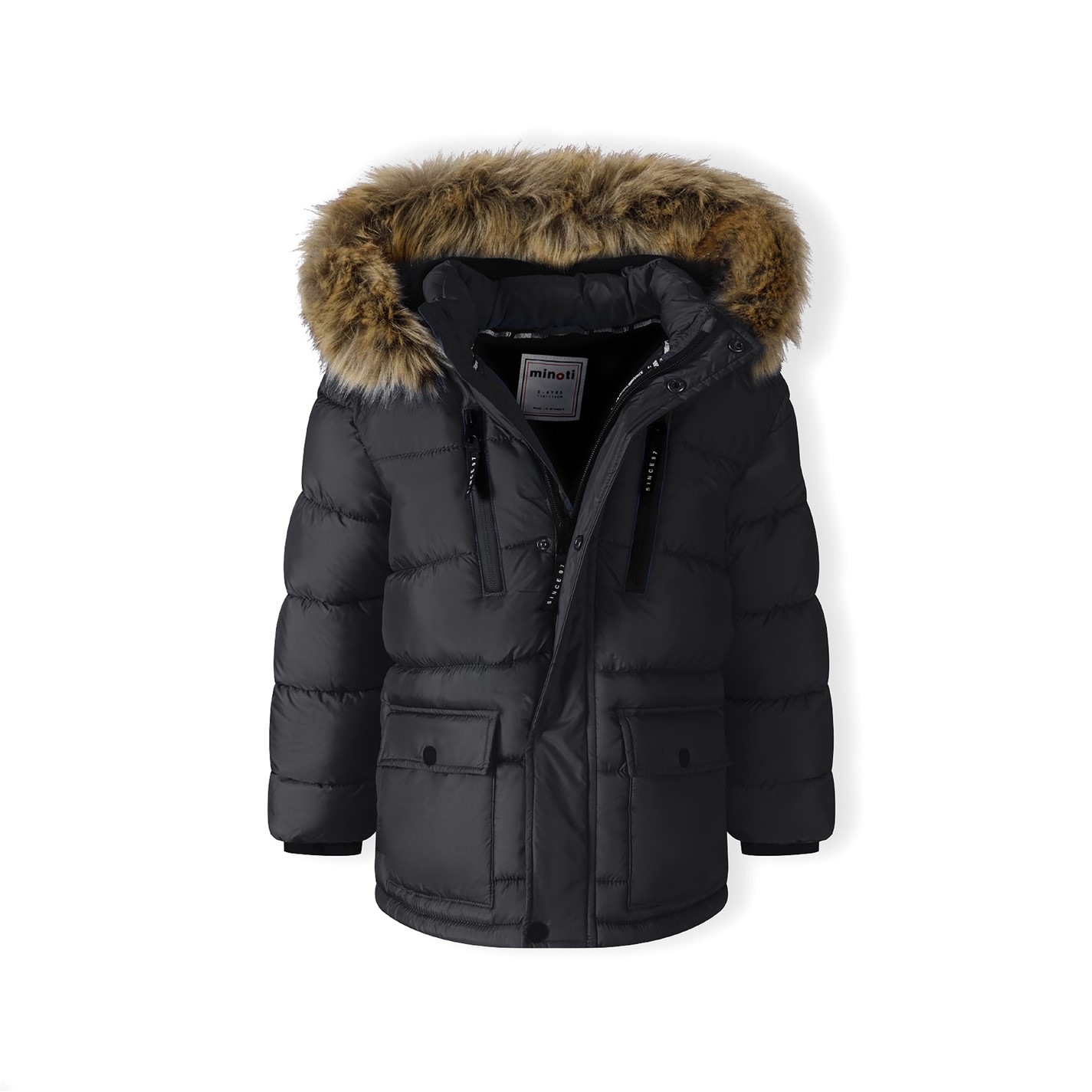Minoti Minoti Boys jacket detachable fur hood black | SportsDirect.com USA
