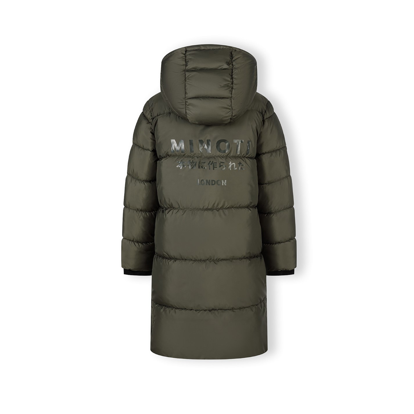 Minoti | Boys long padded coat with hood and snap details khaki | Khaki ...