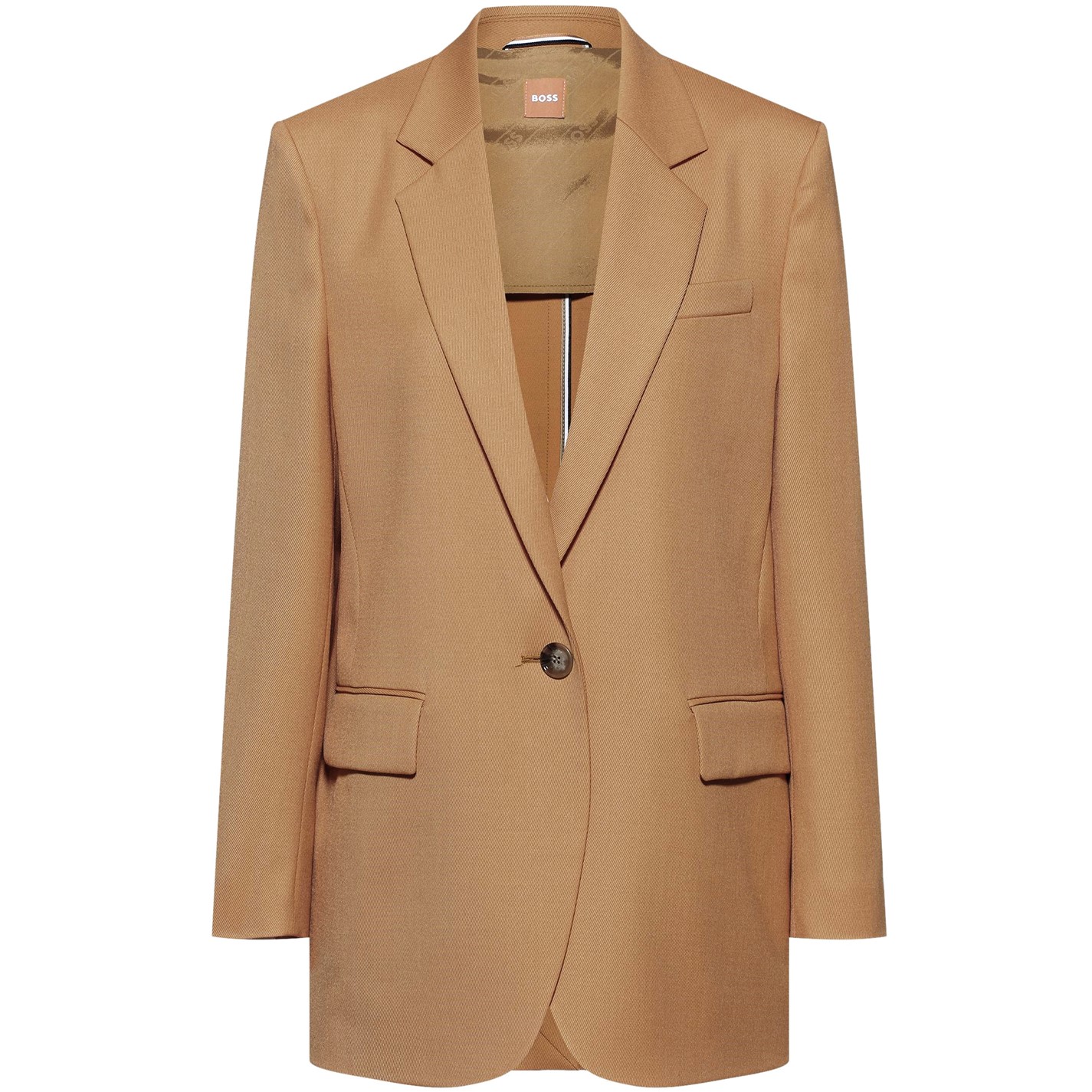 Boss | Women's Jaleno Long Sleeve Crease-Resistant Blazer | Med Beige ...