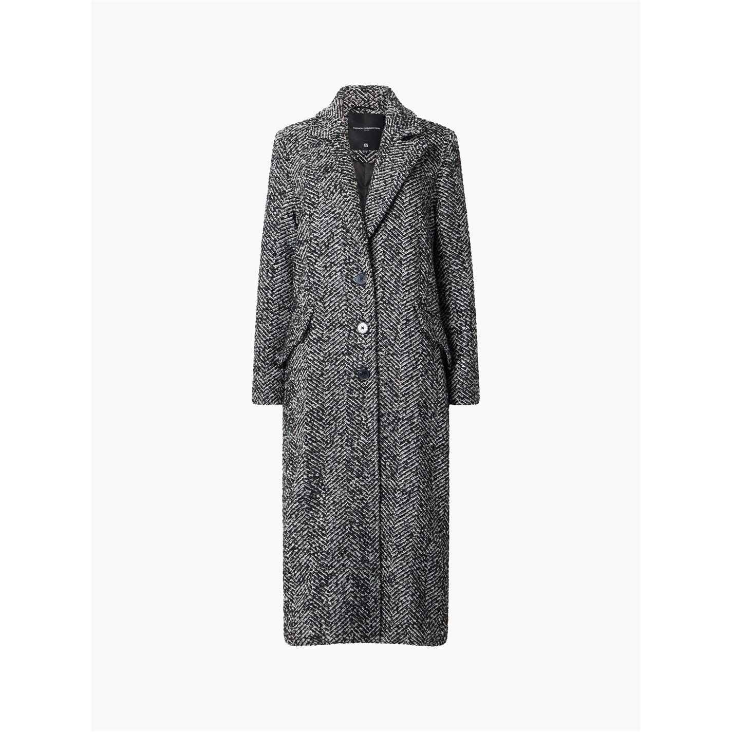 French Connection | Women's Chantelle Tailored Overcoat | Black White ...