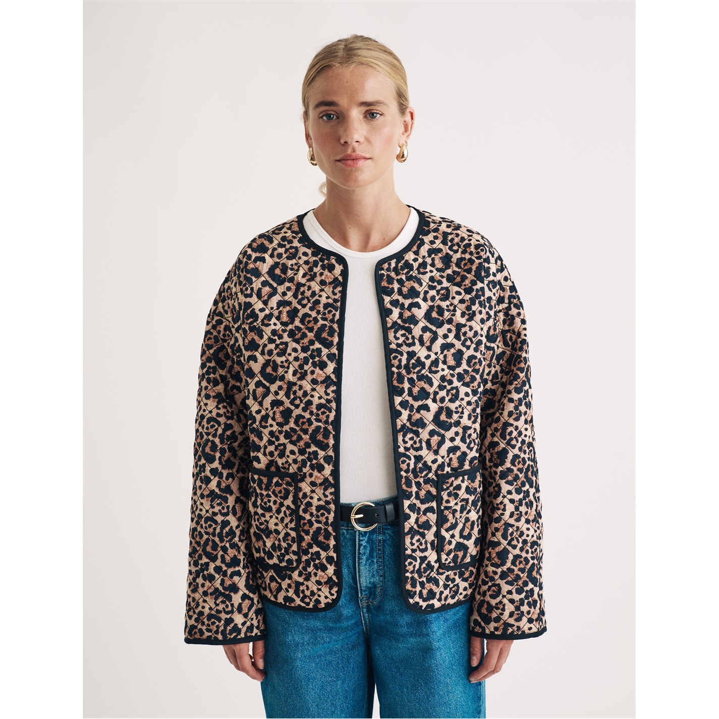 Nobodys Child | Women's Leopard Print Quilted Short Puffer Jacket ...