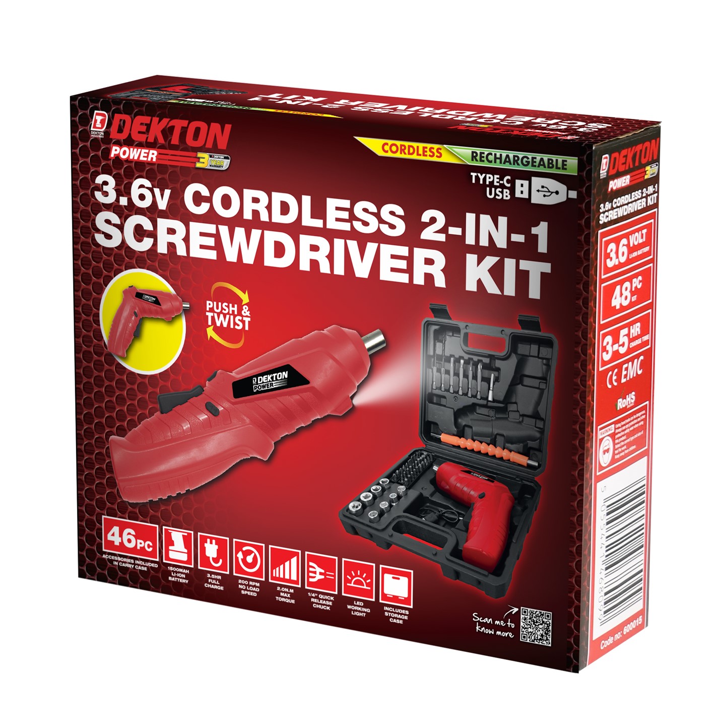 Dekton | 48pcs Screwdriver Kit | Red | SportsDirect.com
