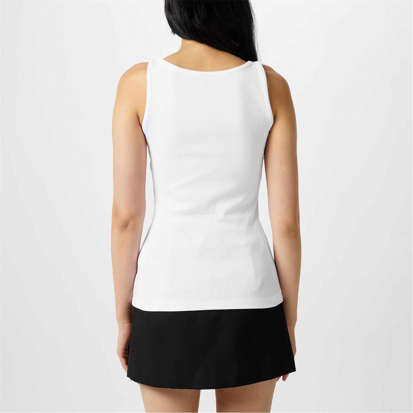 Versace Icon 90s Vintage Logo Ribbed Tank Top Optical White