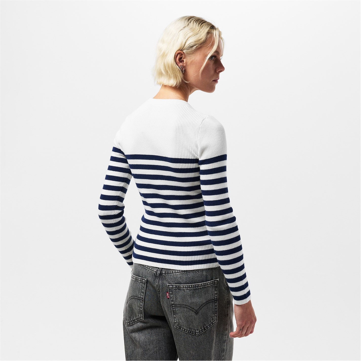 Levis | Women's Rib Crew Knitted Top | Adrienne Stripe | SportsDirect.com
