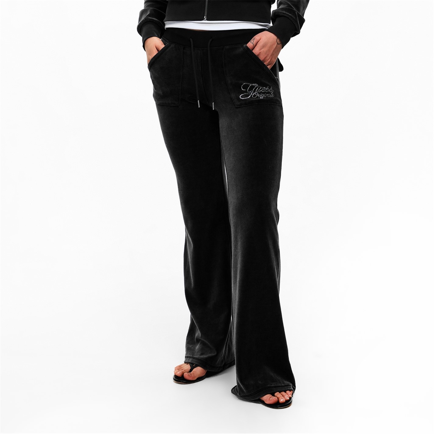 Guess | Women's Vel TrackFlare Velour Tracksuits | Jet Black ...