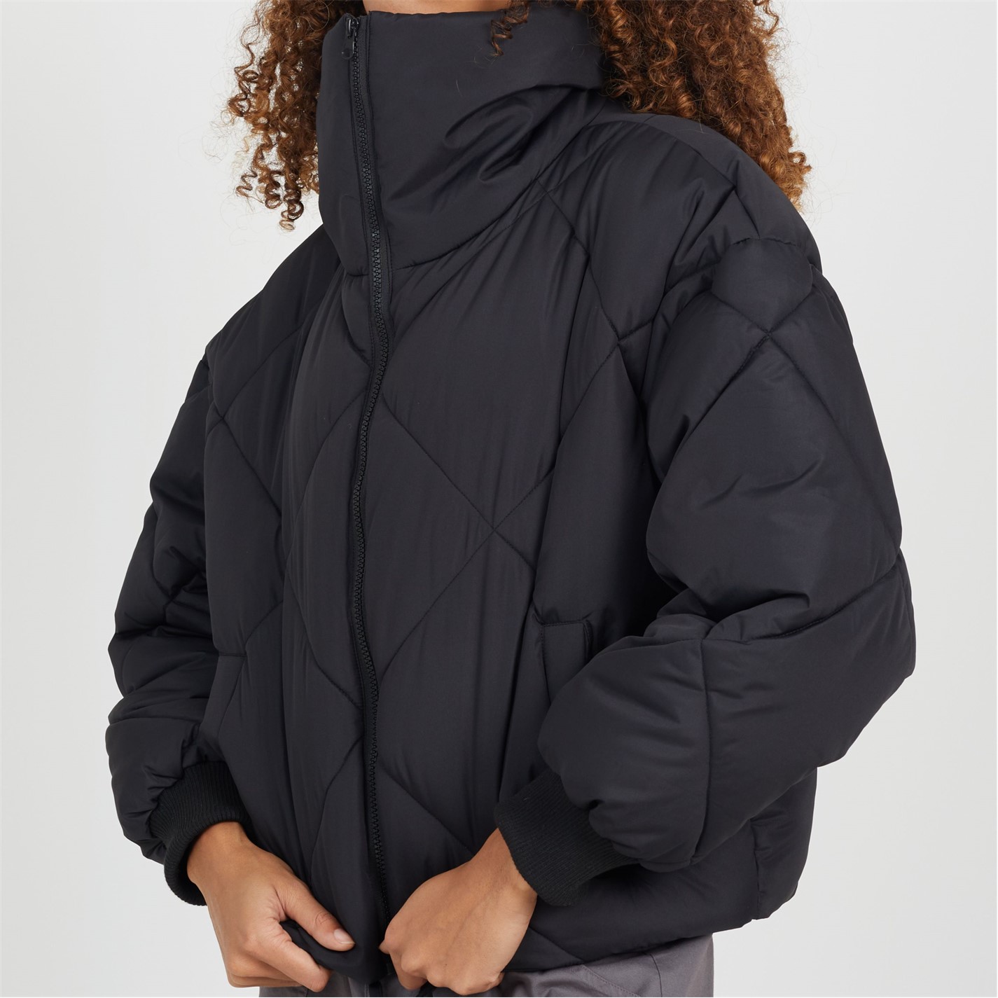 Brave Soul | Women's Diamond Quilted Funnel Neck Short Puffer Jacket ...
