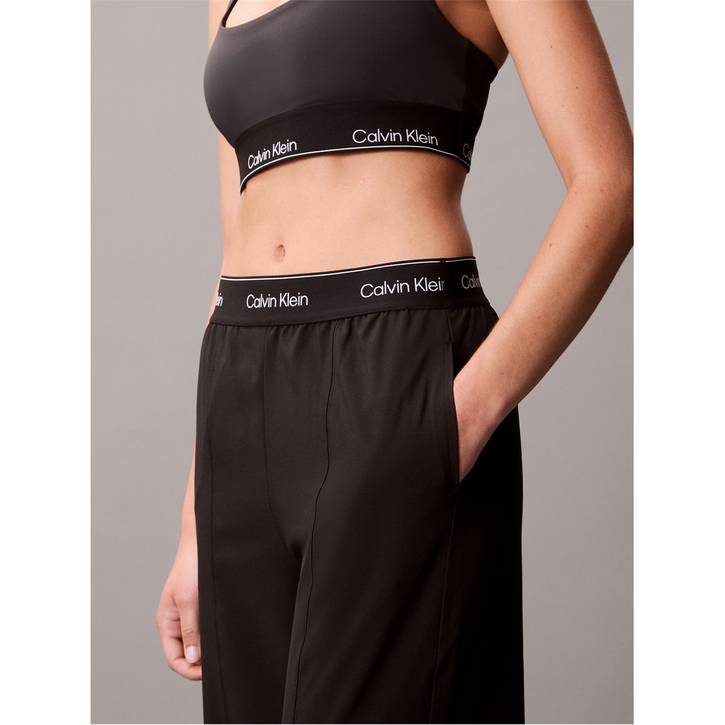 Calvin Klein | Women's Open Cuff Fleece Relaxed Fit Joggers | Black ...
