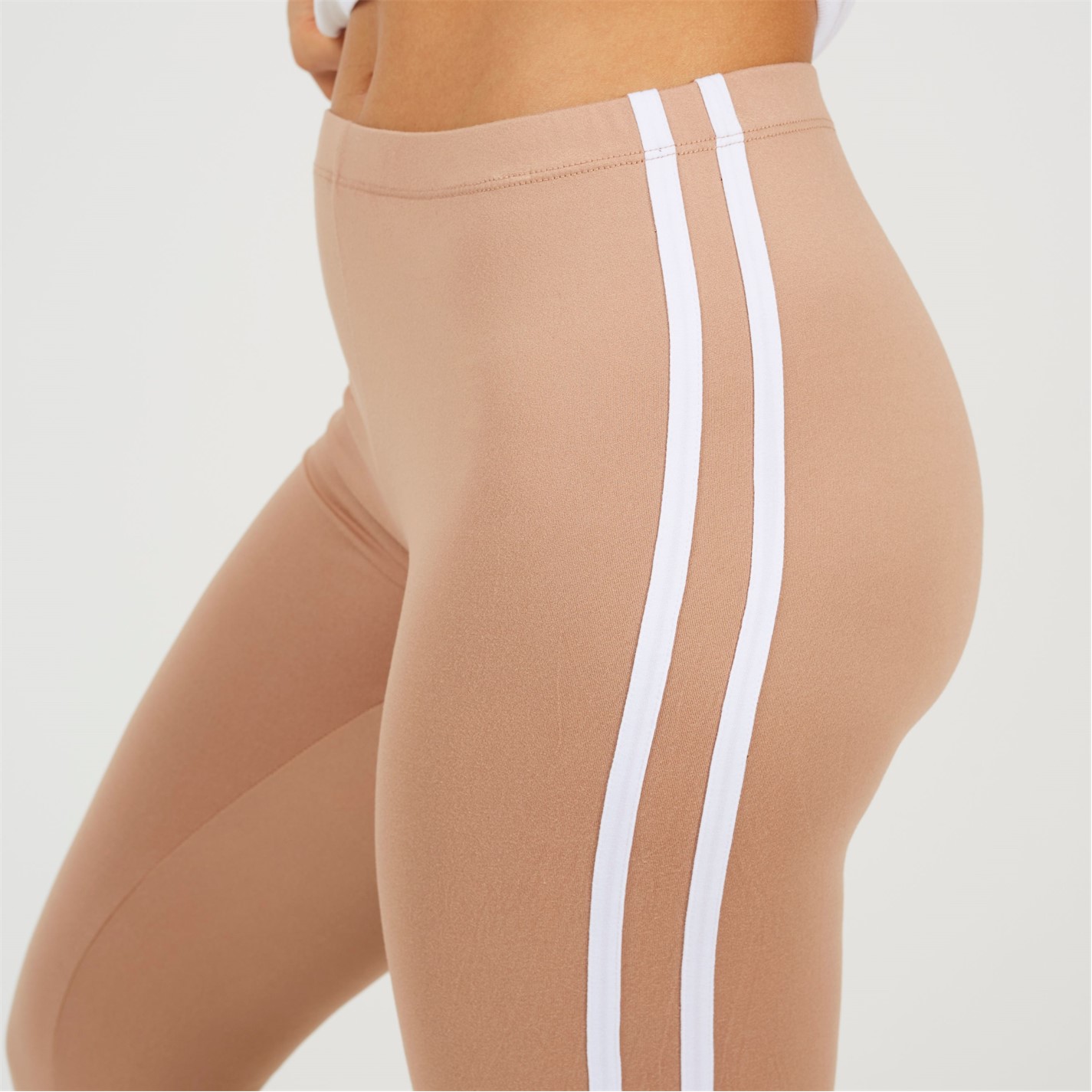 Brave Soul | Womens Taupe Leggings with Side Stripe Detail | Taupe/Wht ...