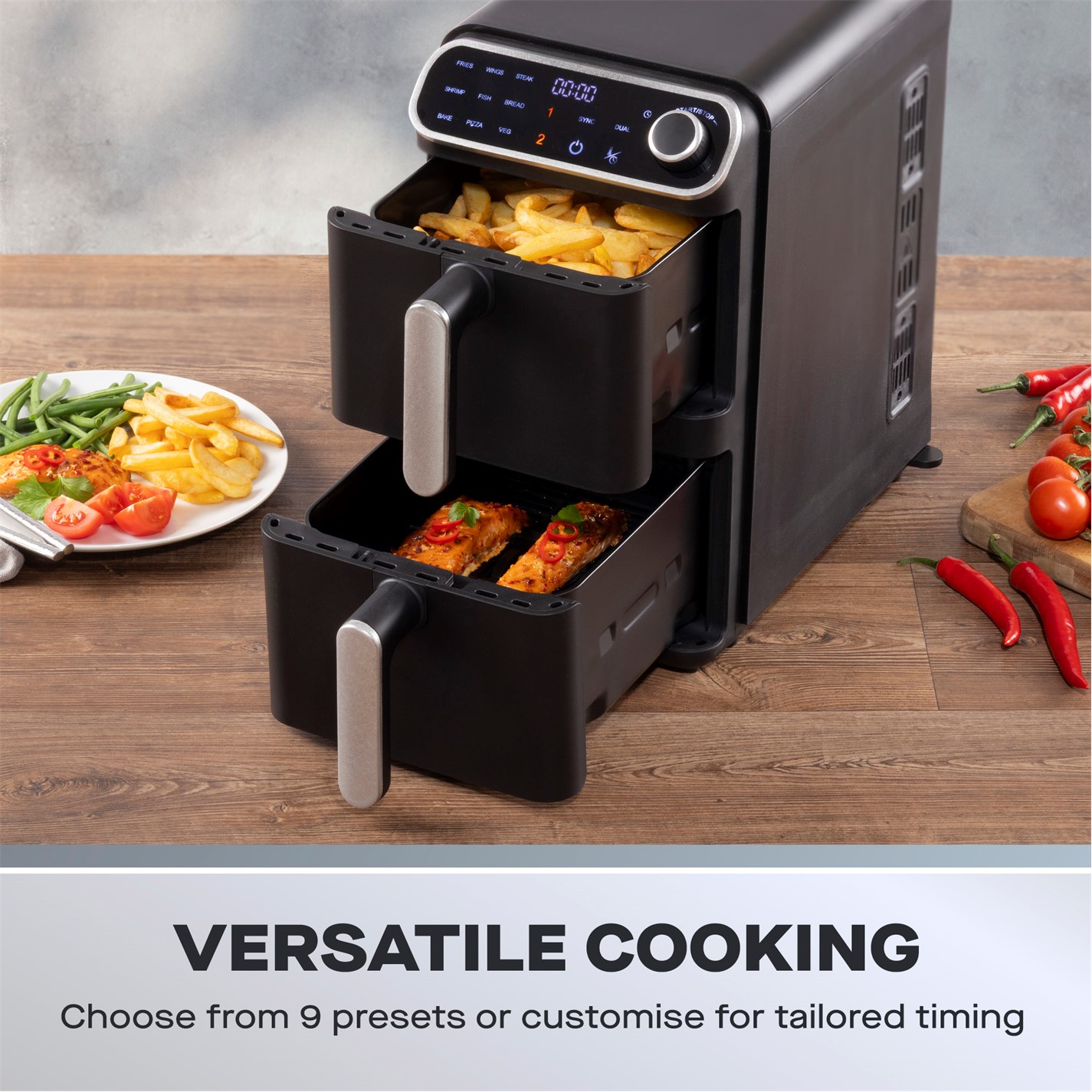 Daewoo Electricals | DAEWOO 11L DOUBLE STACK AIR FRYER | Black ...