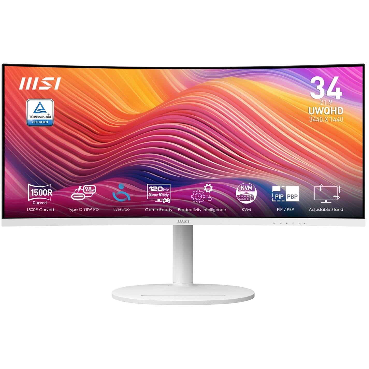 MSI | Modern MD342CQPW 34 inch 120Hz UWQHD Curved Monitor | White ...
