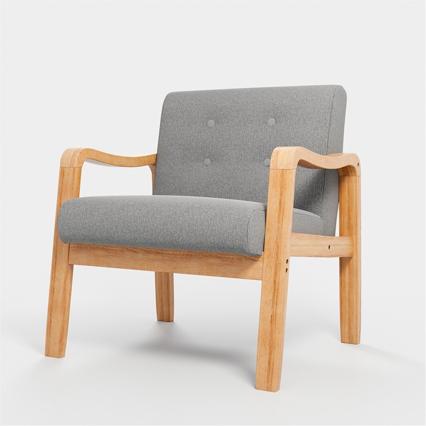 Cottonfy UK | Grey Modern Wood Frame Upholstered Armchair | Grey ...