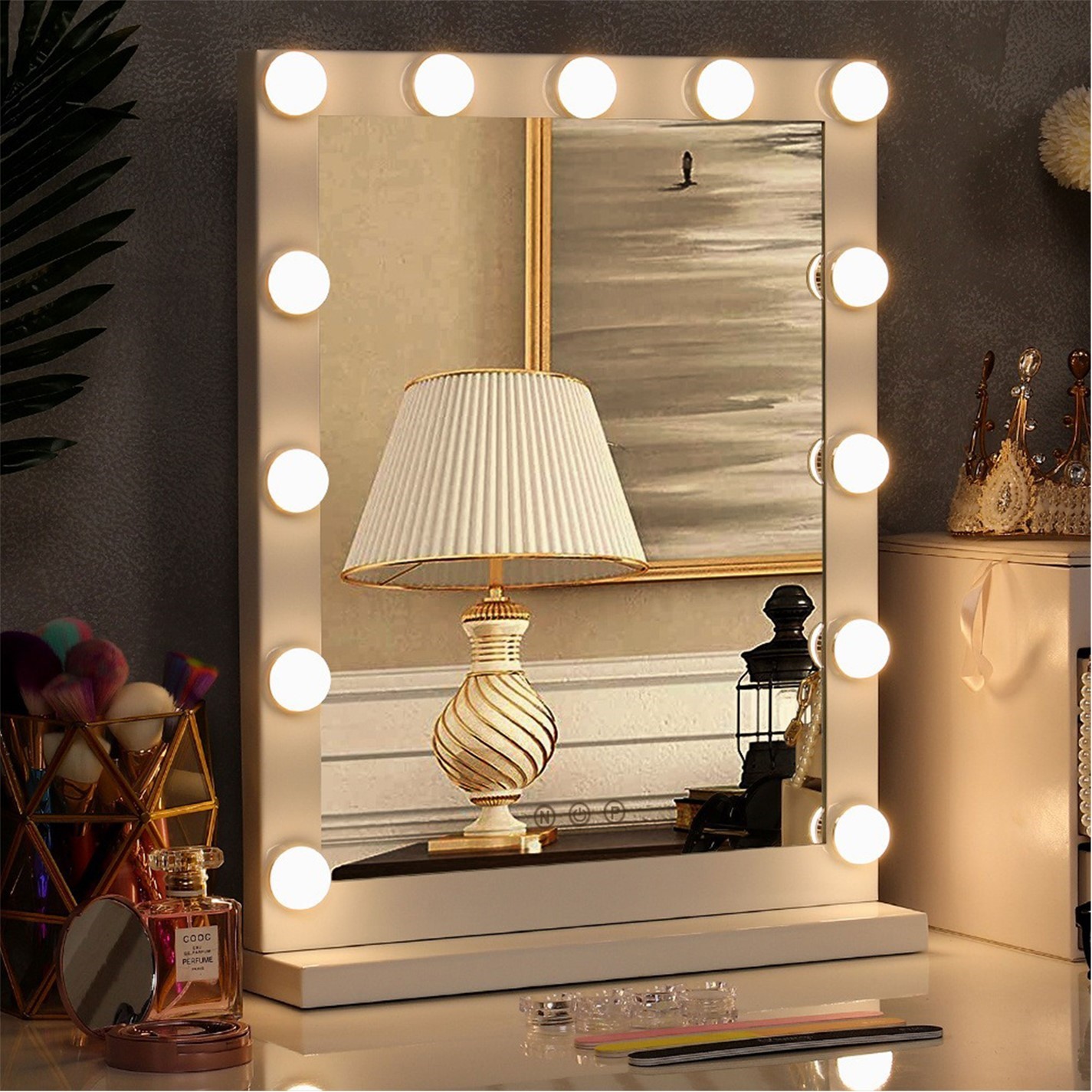 Living and Home | White Framed Rectangular Makeup Mirror 40x52 CM ...
