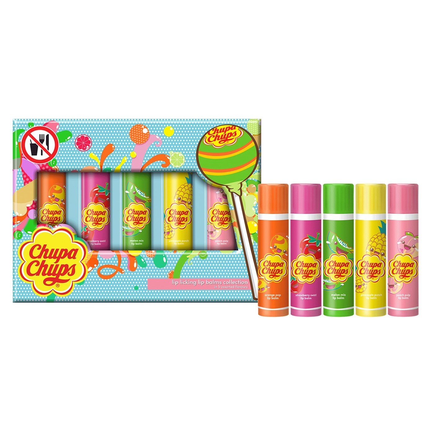 Chupa Chups | 5 Assorted Lip Balm Gift Set - Melon Orange Strawberry ...